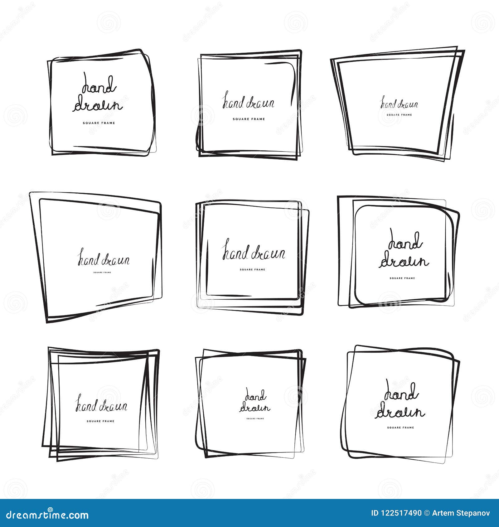 Hand Drawn Square Frames stock vector. Illustration of ballpoint ...