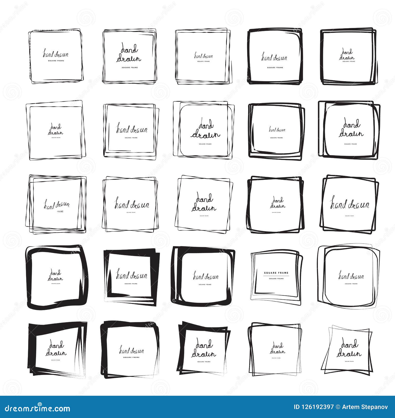 Hand Drawn Square Frames stock vector. Illustration of line - 126192397