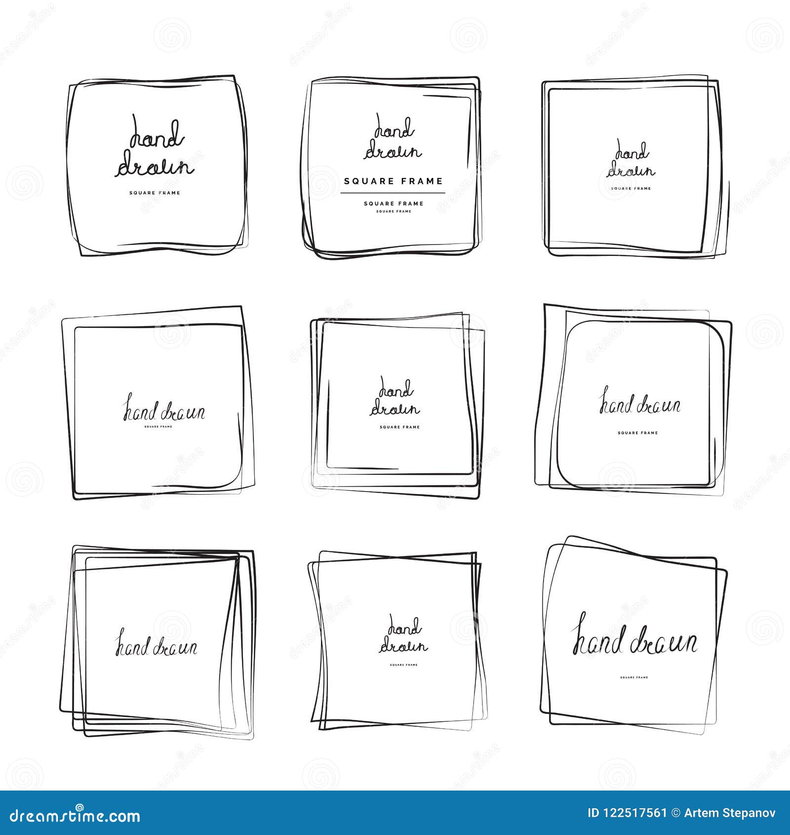 Hand Drawn Square Frames stock vector. Illustration of pencil - 122517561