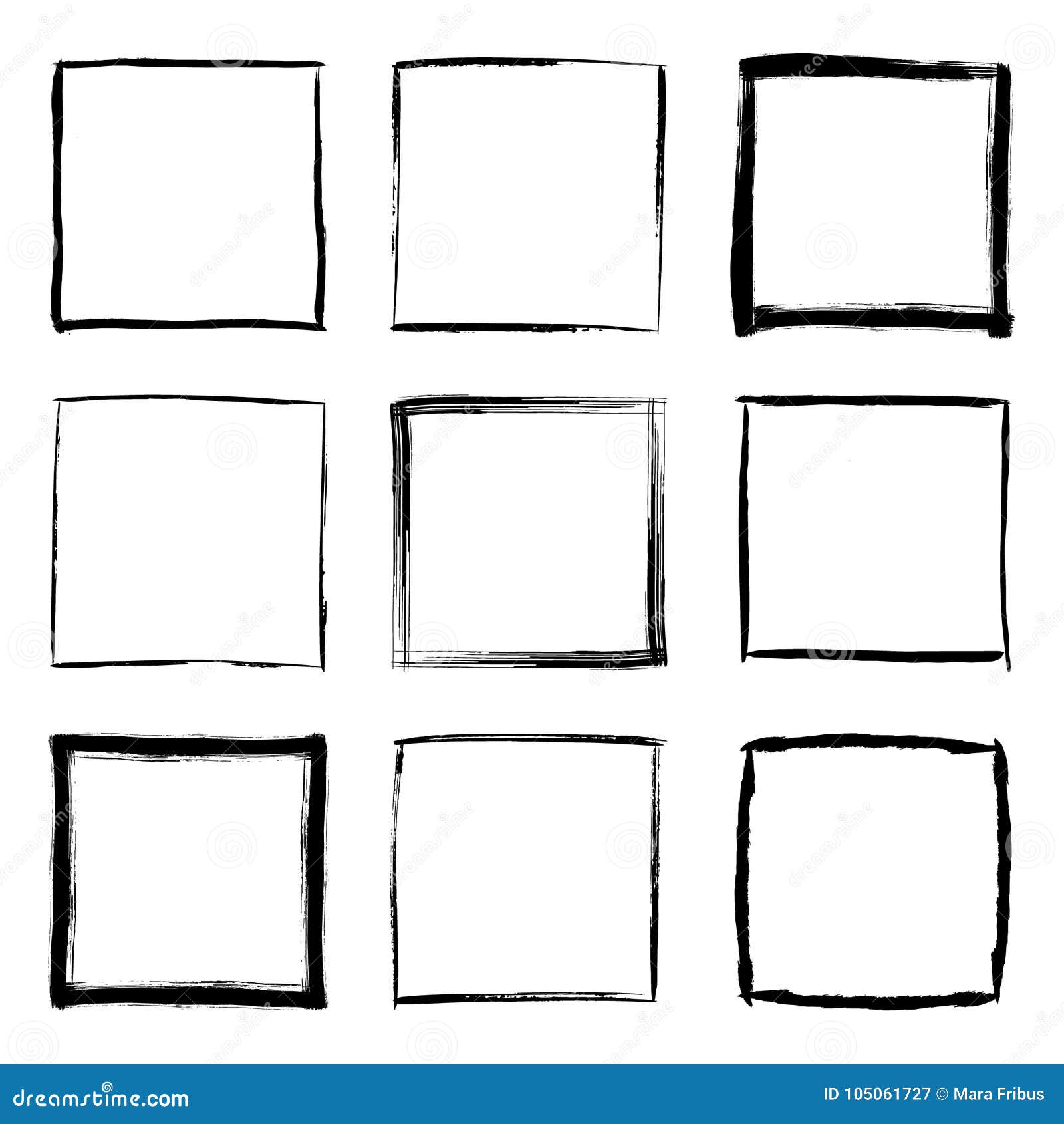 Hand Drawn Square Frames Set Stock Vector - Illustration of painted ...