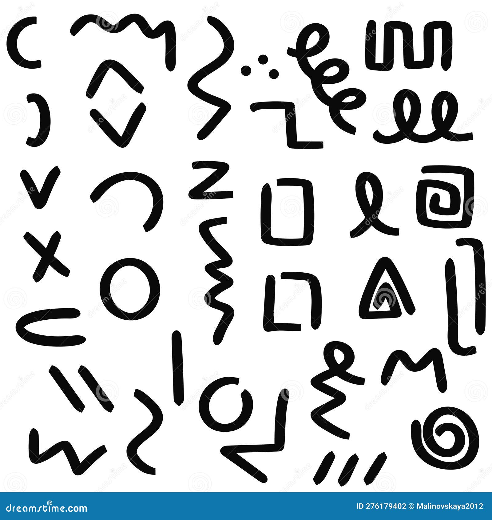 Hand Drawn Squiggle Scribble Set Stock Vector - Illustration of grunge ...