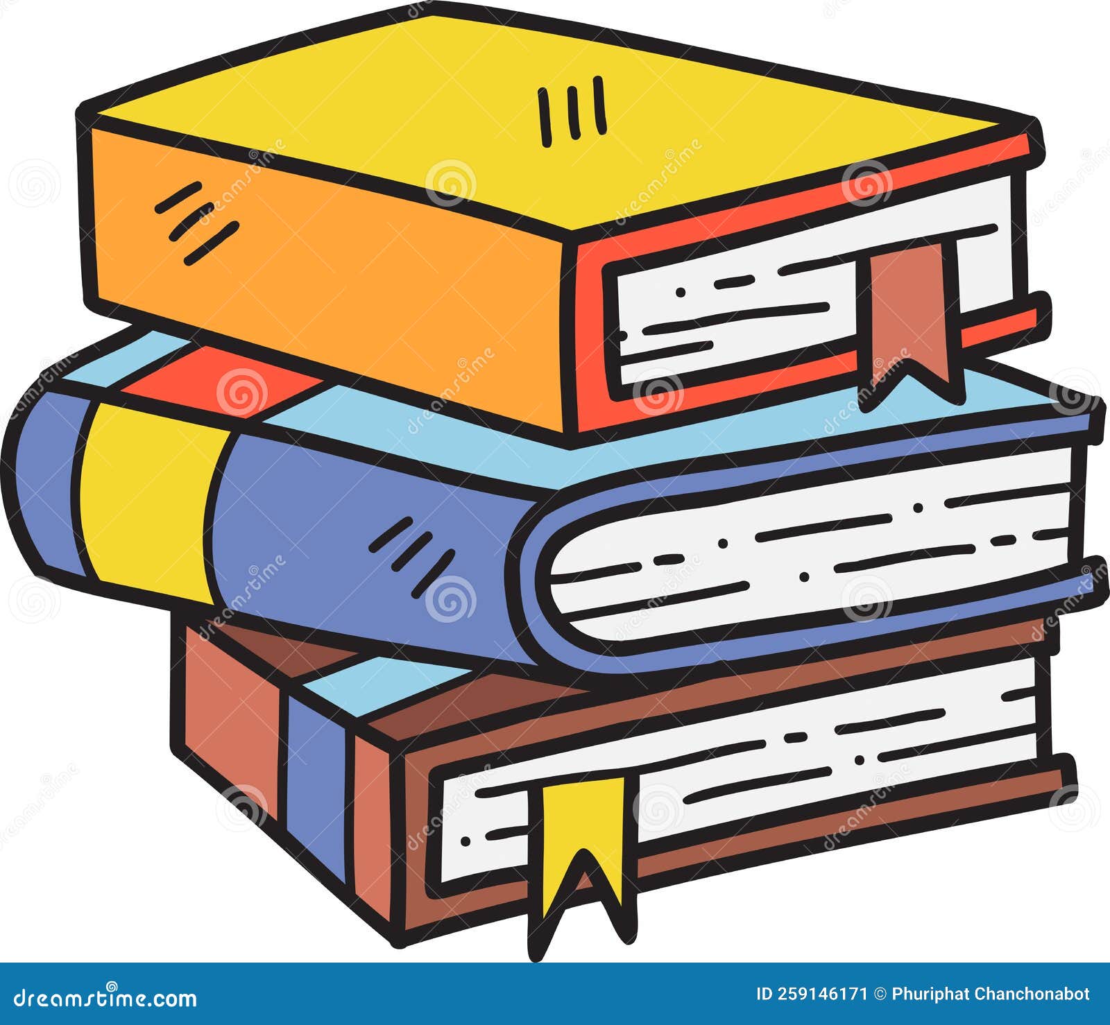 Hand Drawn Stack of Books Illustration Stock Vector - Illustration of ...