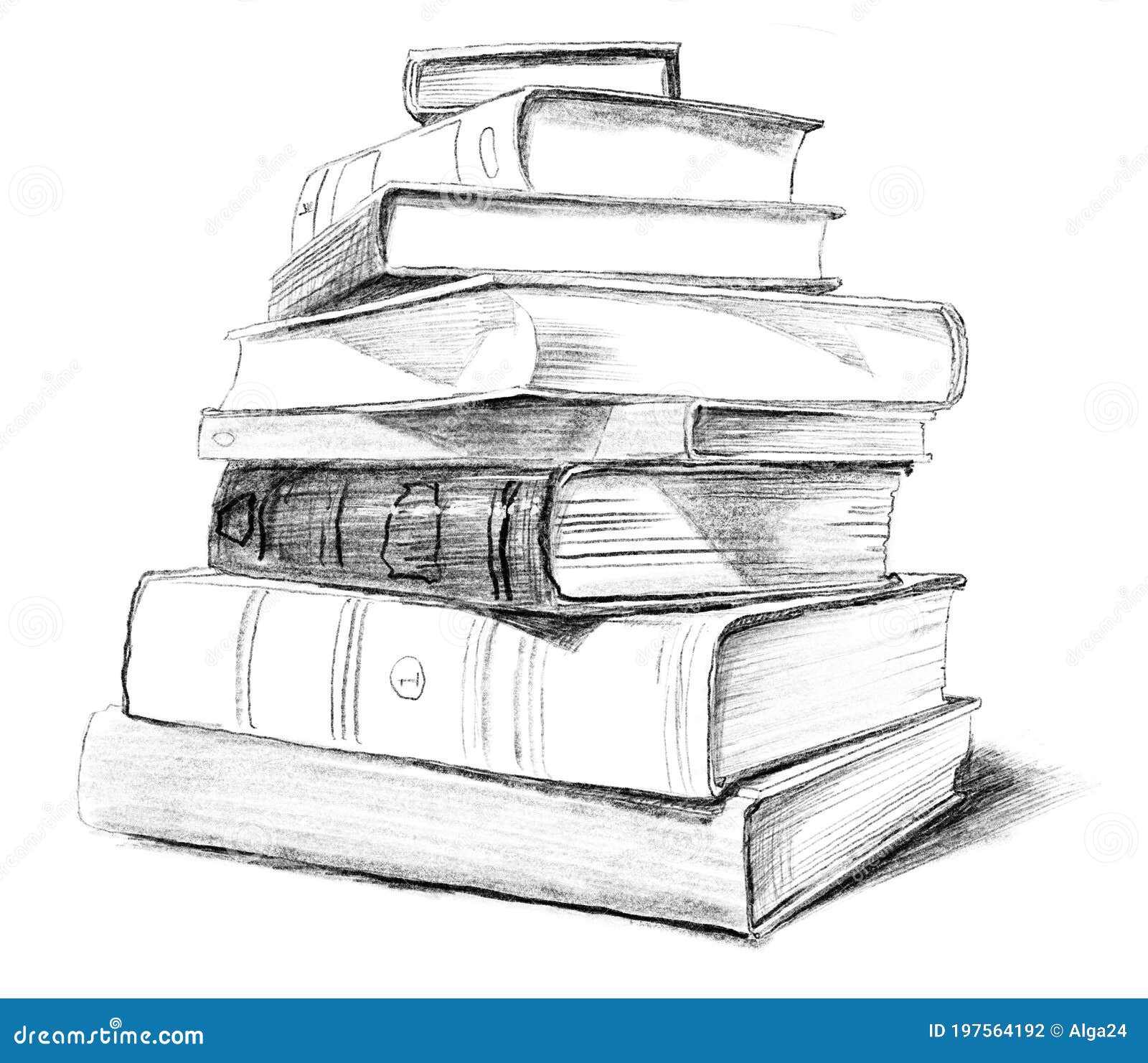Hand Drawn stack of books stock photo. Image of stack - 197564192