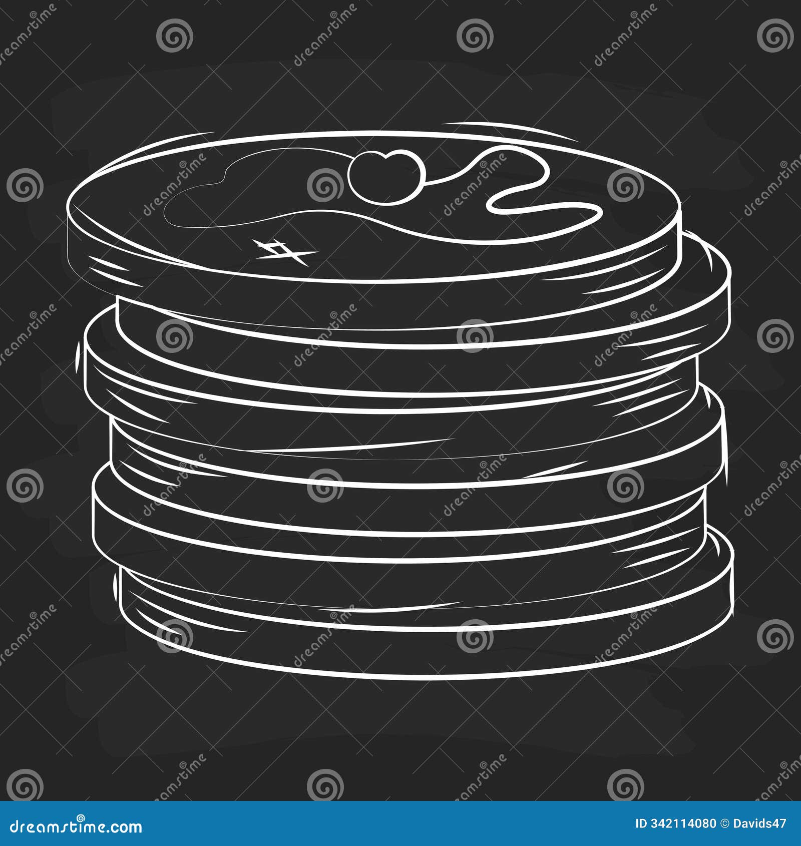 Hand-drawn Stack of Pancakes with Syrup and Cherry Vector Stock ...