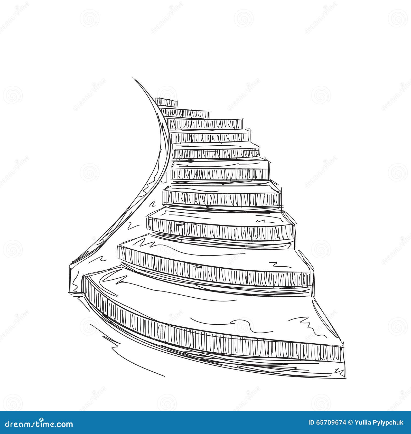 Hand Drawn Staircase Sketch. Stock Vector - Illustration of rise ...