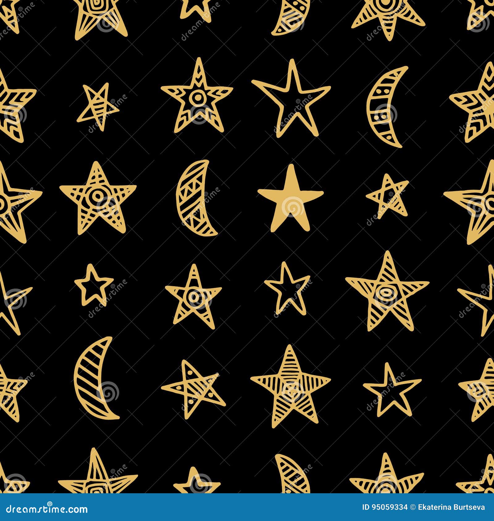 Star Doodles Collection. Set Of Hand Drawn Stars. Vector Cartoon ...