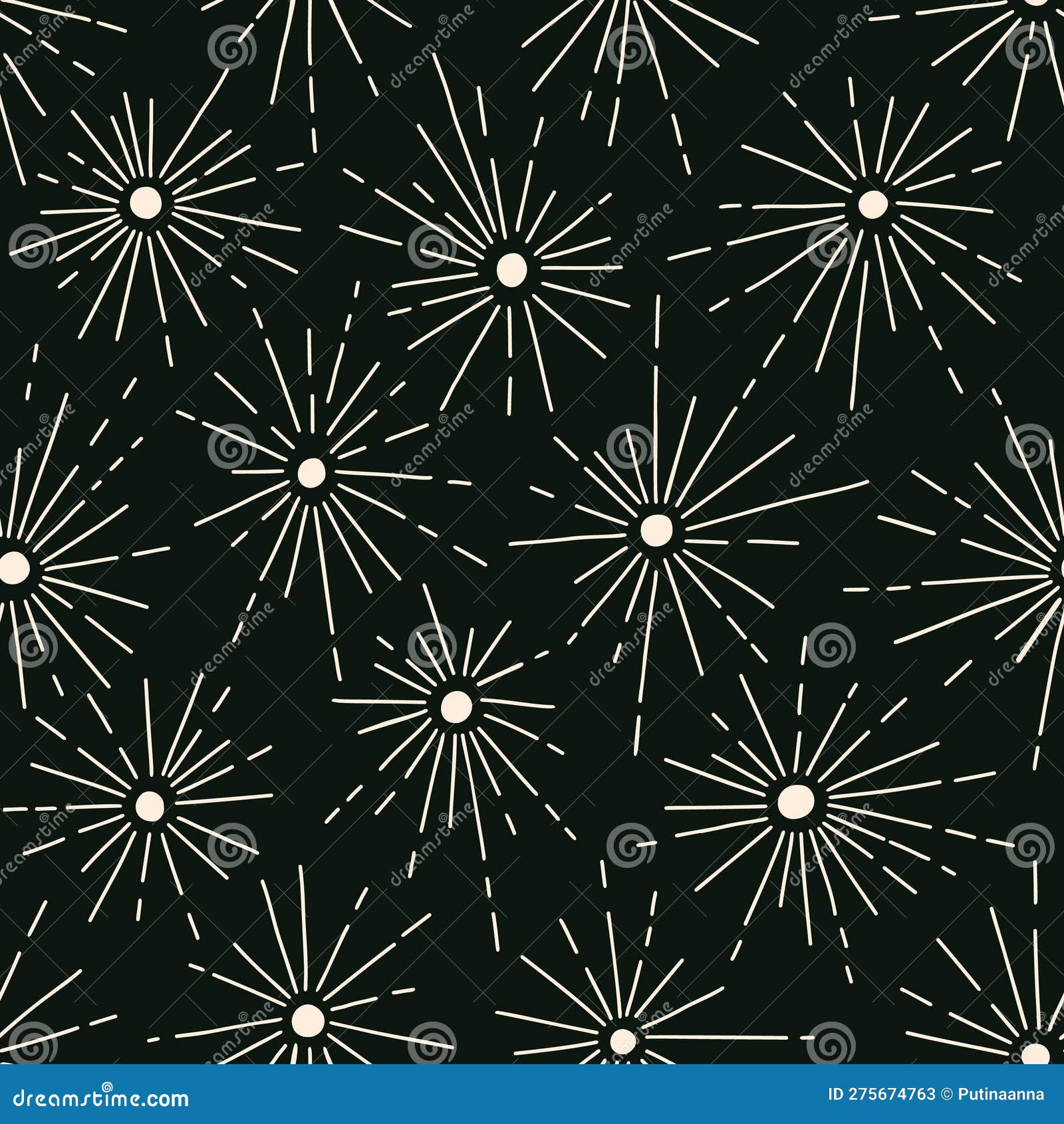 Hand Drawn Star and Fireworks Vector Seamless Pattern Stock Vector ...