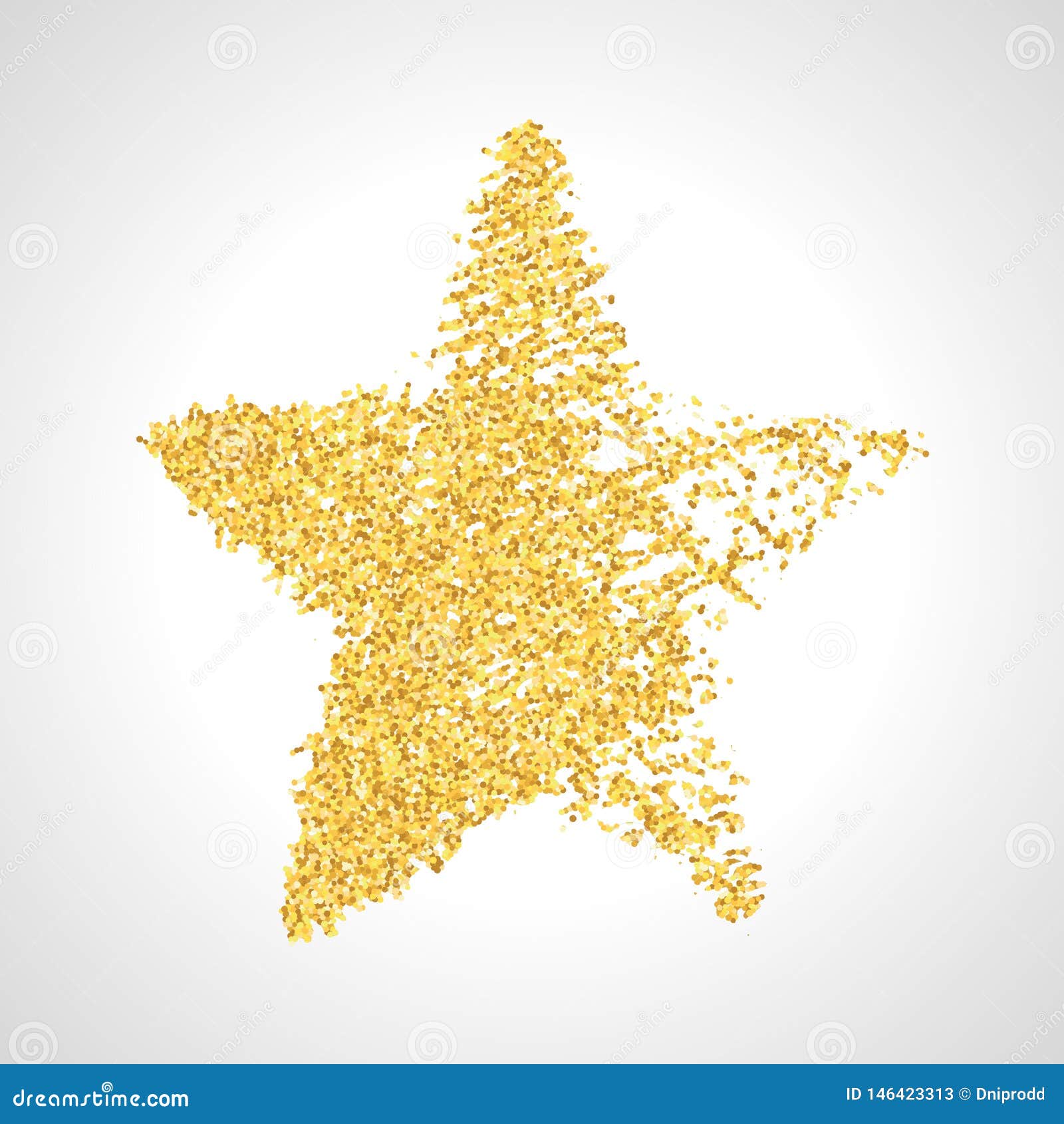 Hand Drawn Star with Gold Glitter Effect Stock Vector - Illustration of ...
