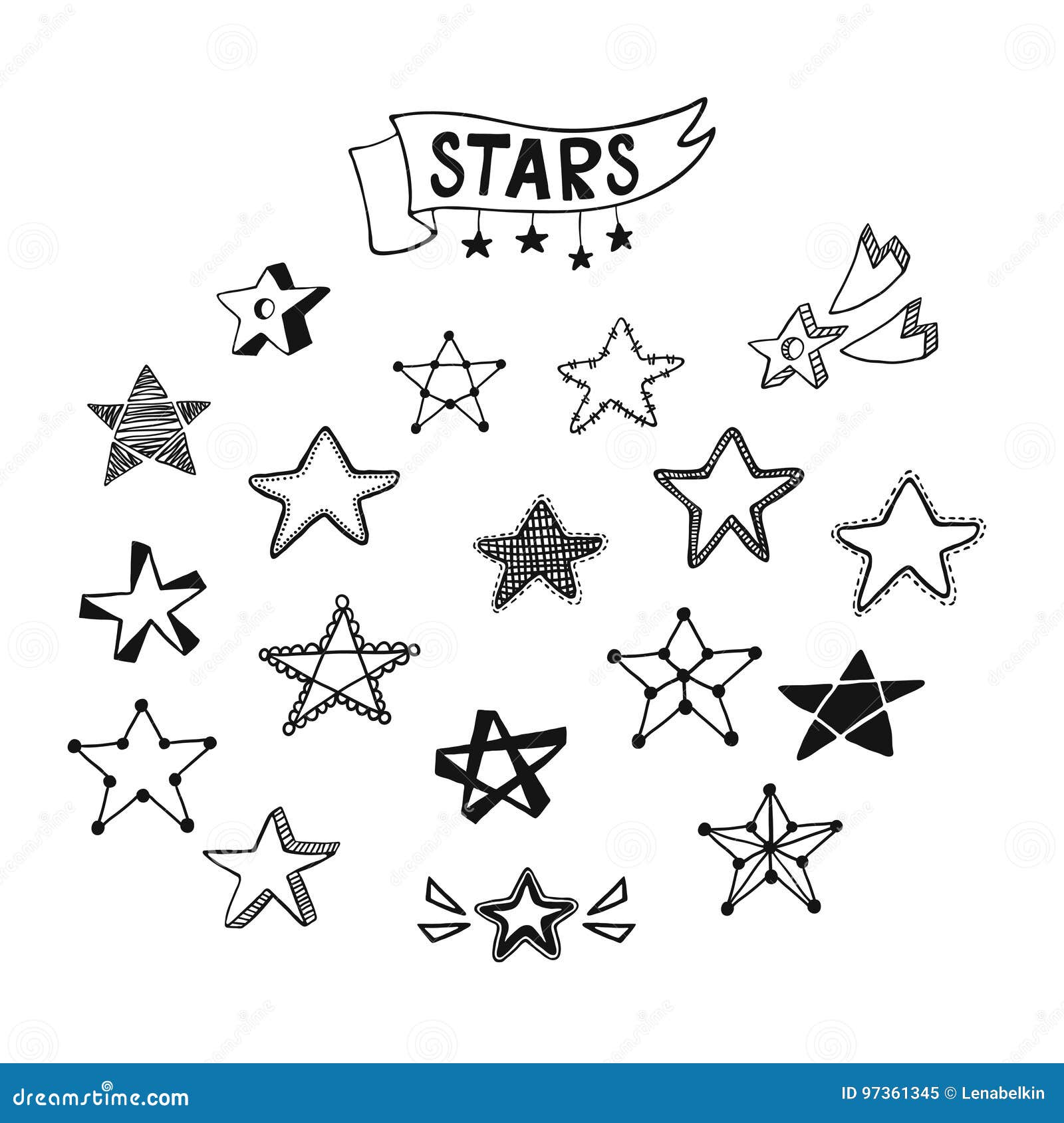 Hand Drawn Star Icons Cartoon Vector | CartoonDealer.com #97361345
