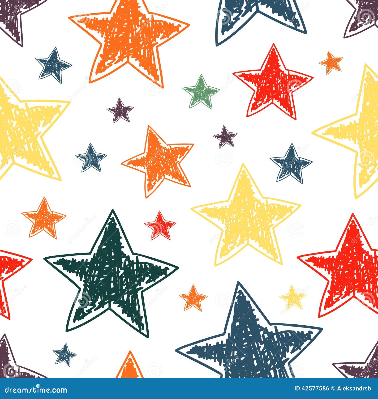 Hand Drawn Stars Seamless Pattern Stock Vector - Illustration of icon ...