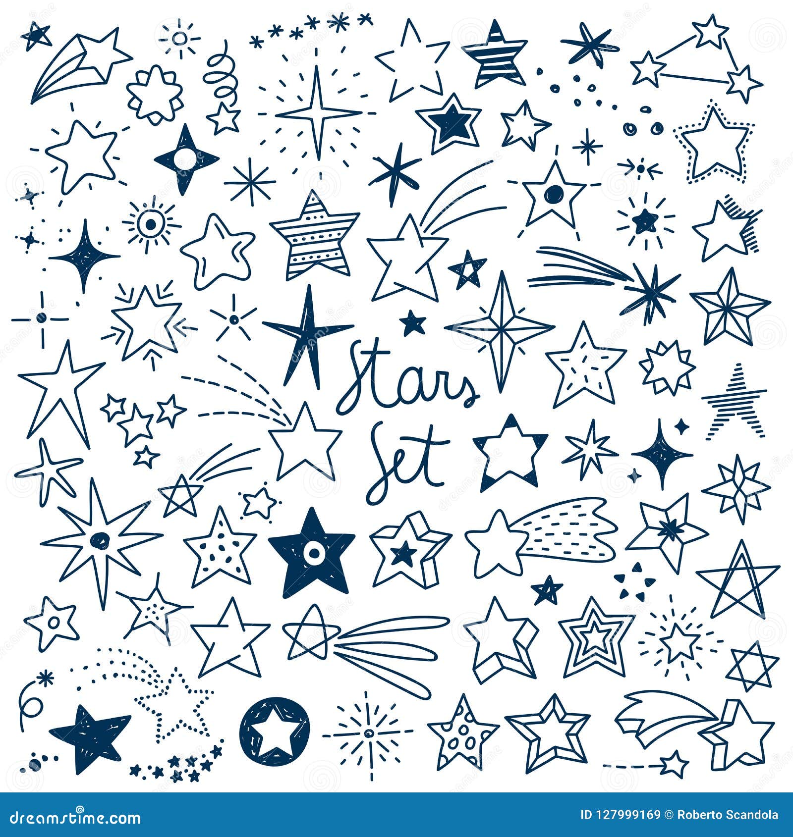 Hand Drawn Stars Vector Set Stock Vector - Illustration of retro ...