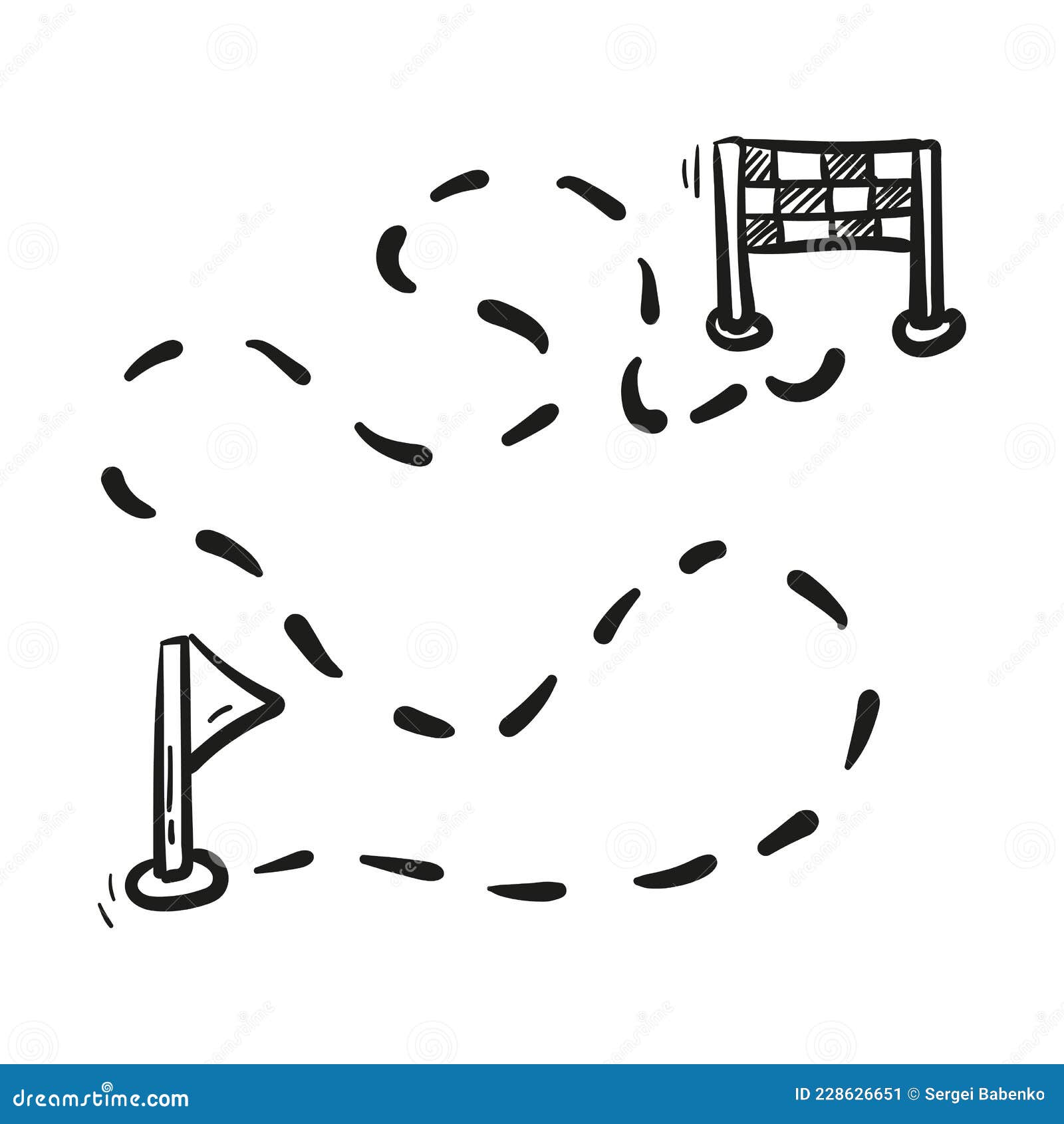 Hand Drawn Start and Finish Icon in Doodle Style Isolated Stock Vector ...