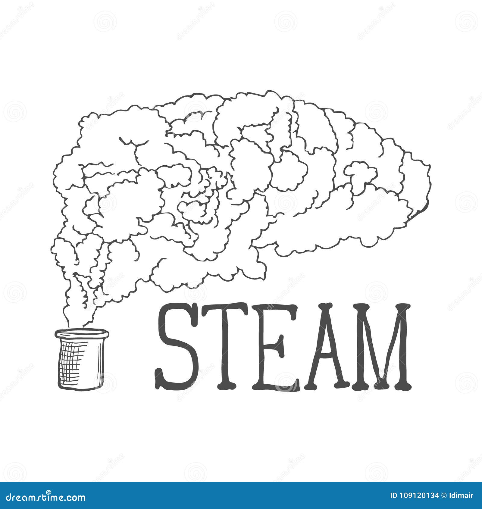 Hand Drawn Steam Illustration on White Background. Vector Stock Vector ...