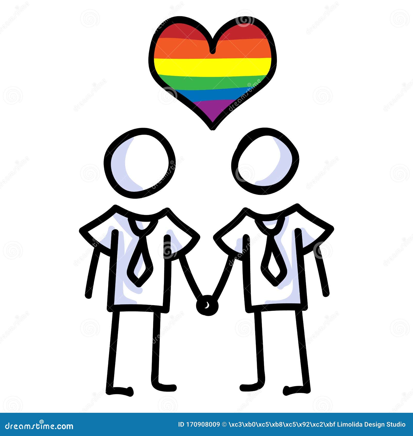 Hand Drawn Stick Figure Of Gay Marriage Concept Of Lgbt Equality For