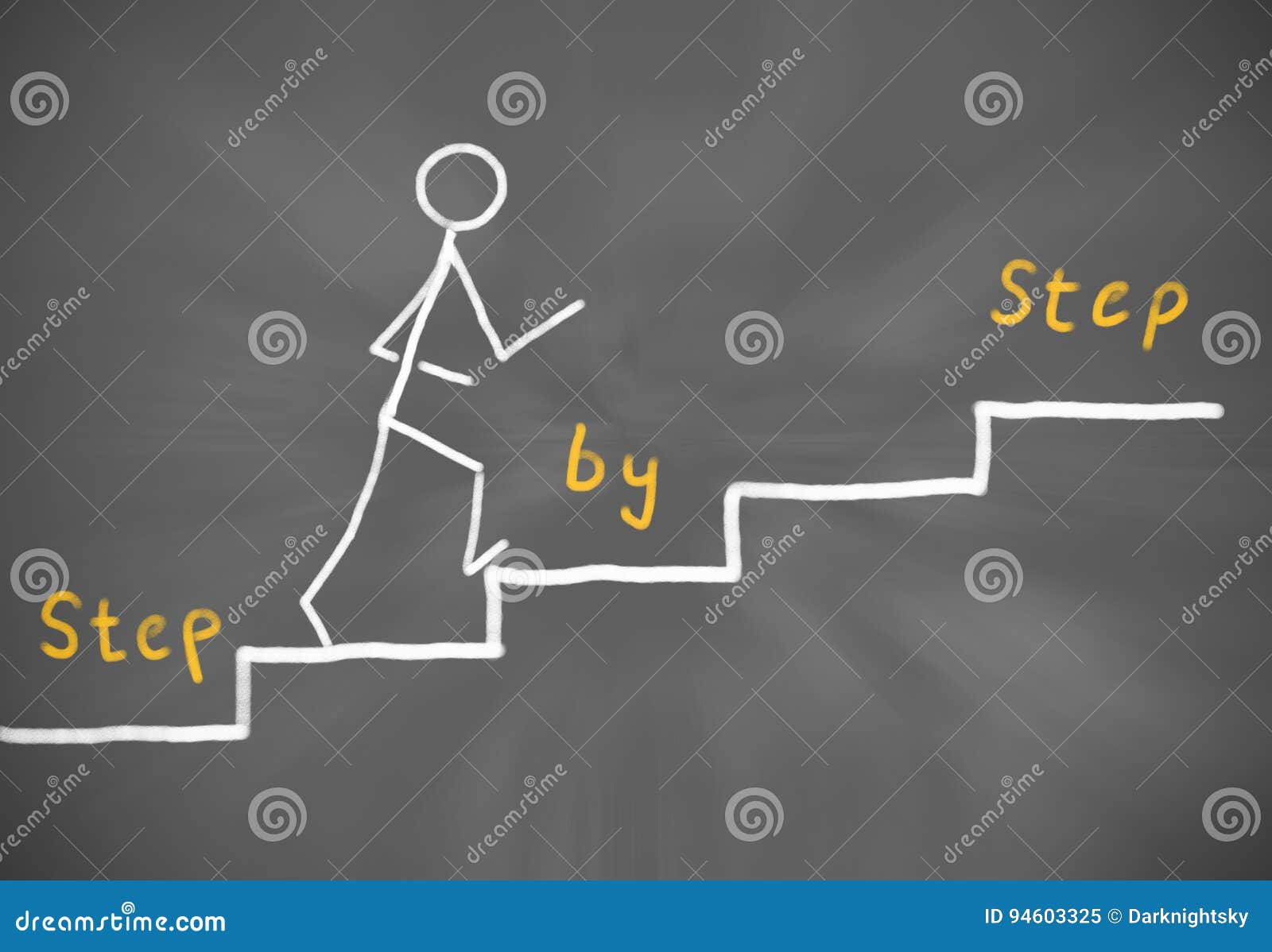 Hand Drawn Stick Figure Heading Forward Step by Step at a Flat ...