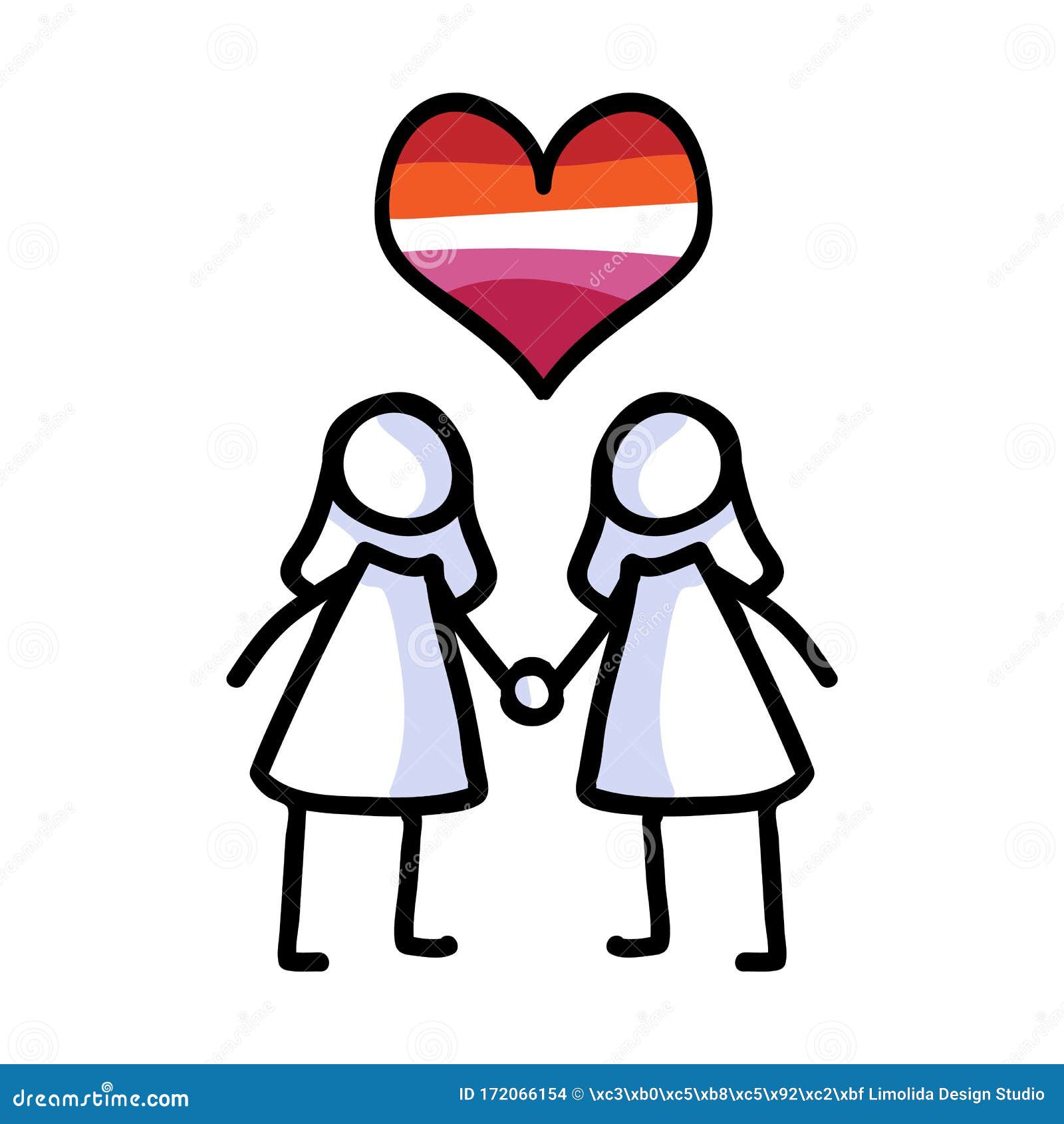 Hand Drawn Stick Figure Of Lesbian Marriage Concept Of Lgbt Equality
