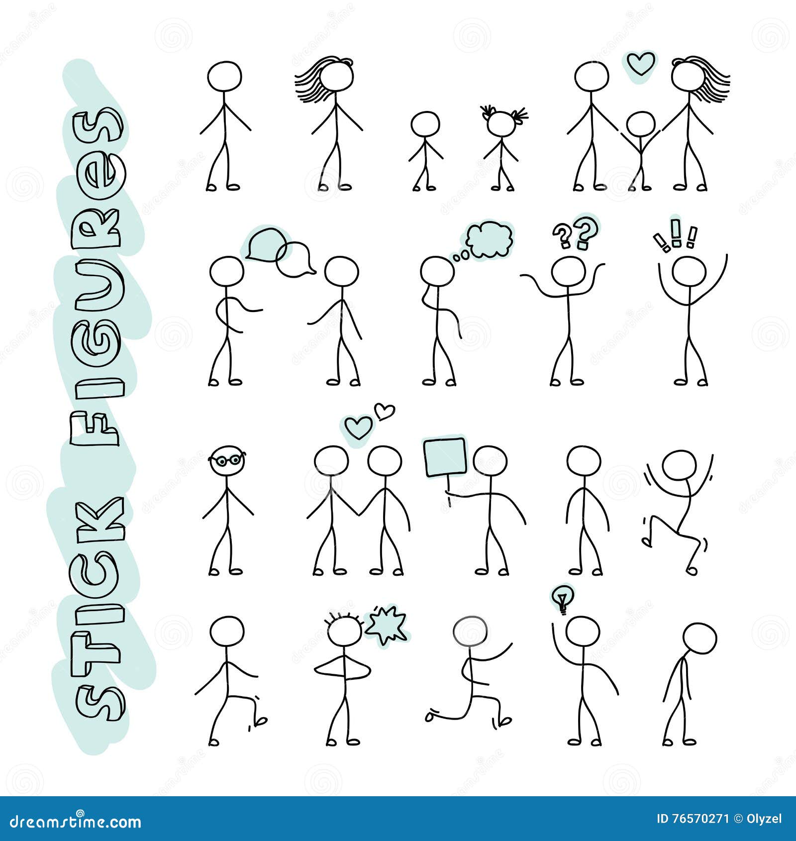 Hand Drawn Stick Figures on White Background. Stock Illustration ...