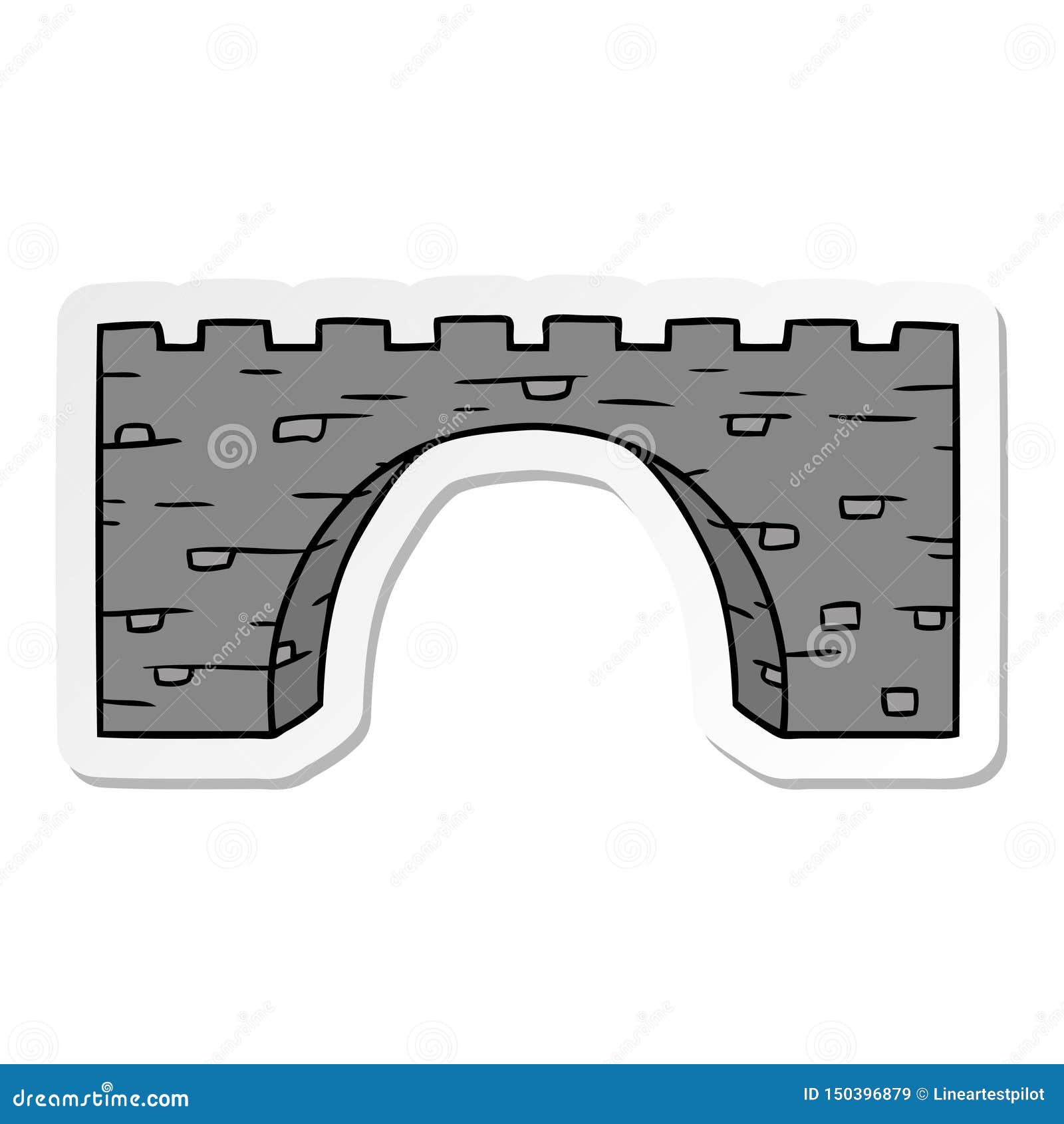 Hand Drawn Sticker Cartoon Doodle of a Stone Bridge Stock Vector ...