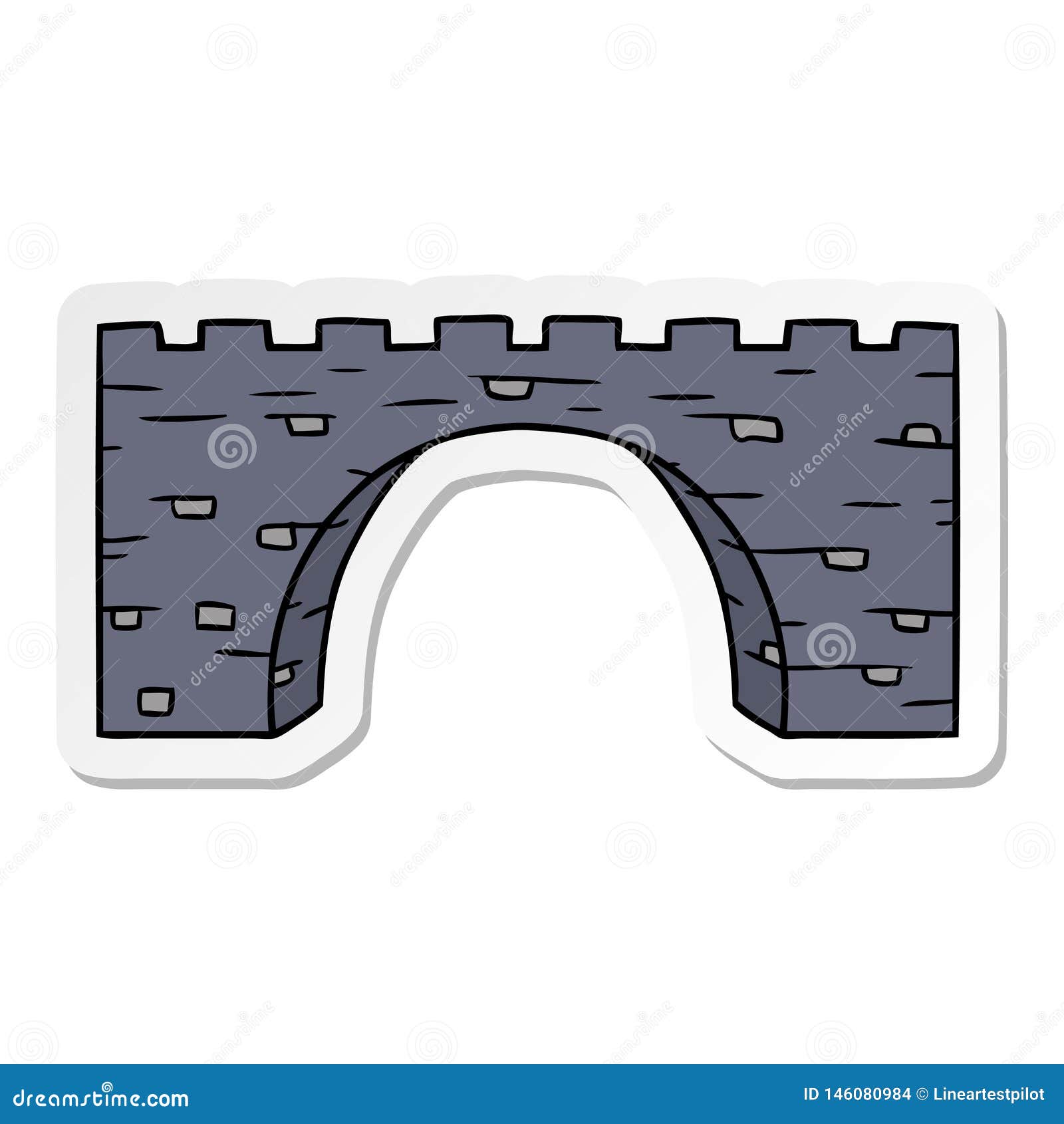 Hand Drawn Sticker Cartoon Doodle of a Stone Bridge Stock Vector ...
