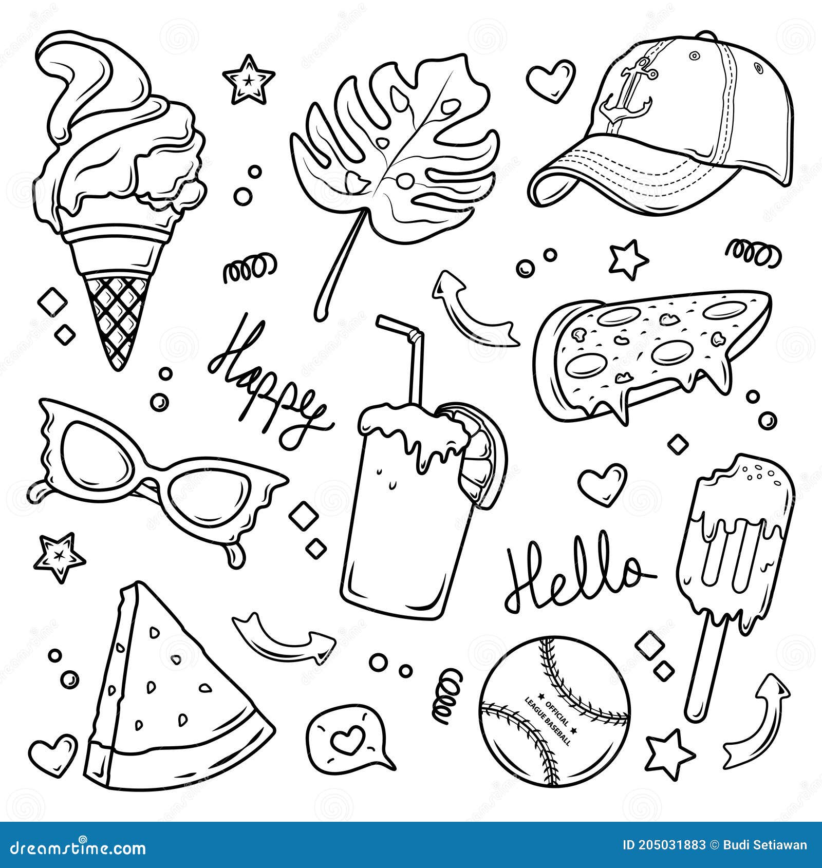 Handdrawn Sticker Doodle Elements Illustration Stock Vector ...