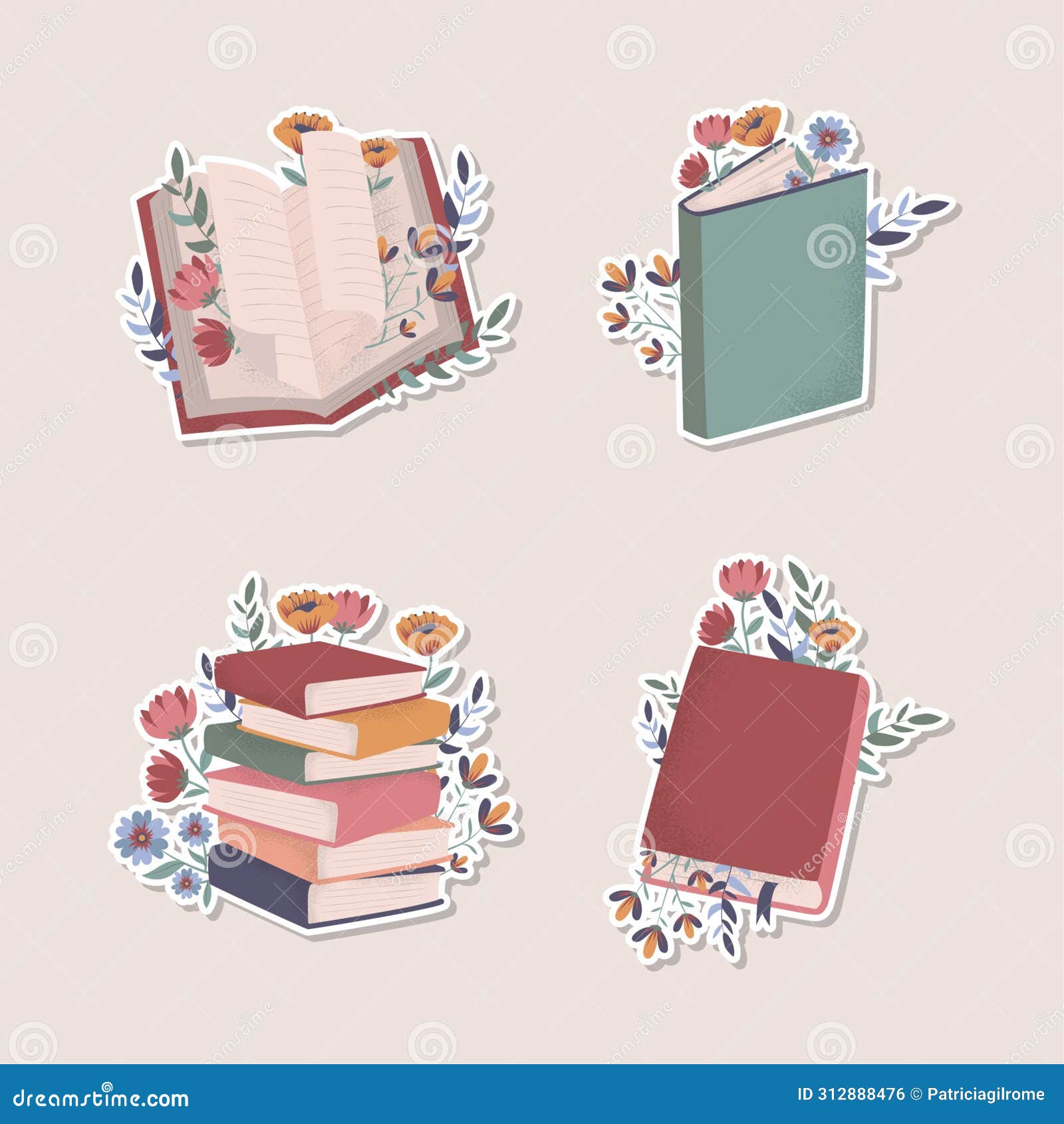 Hand Drawn Stickers Collection for World Book Day Celebration Stock ...