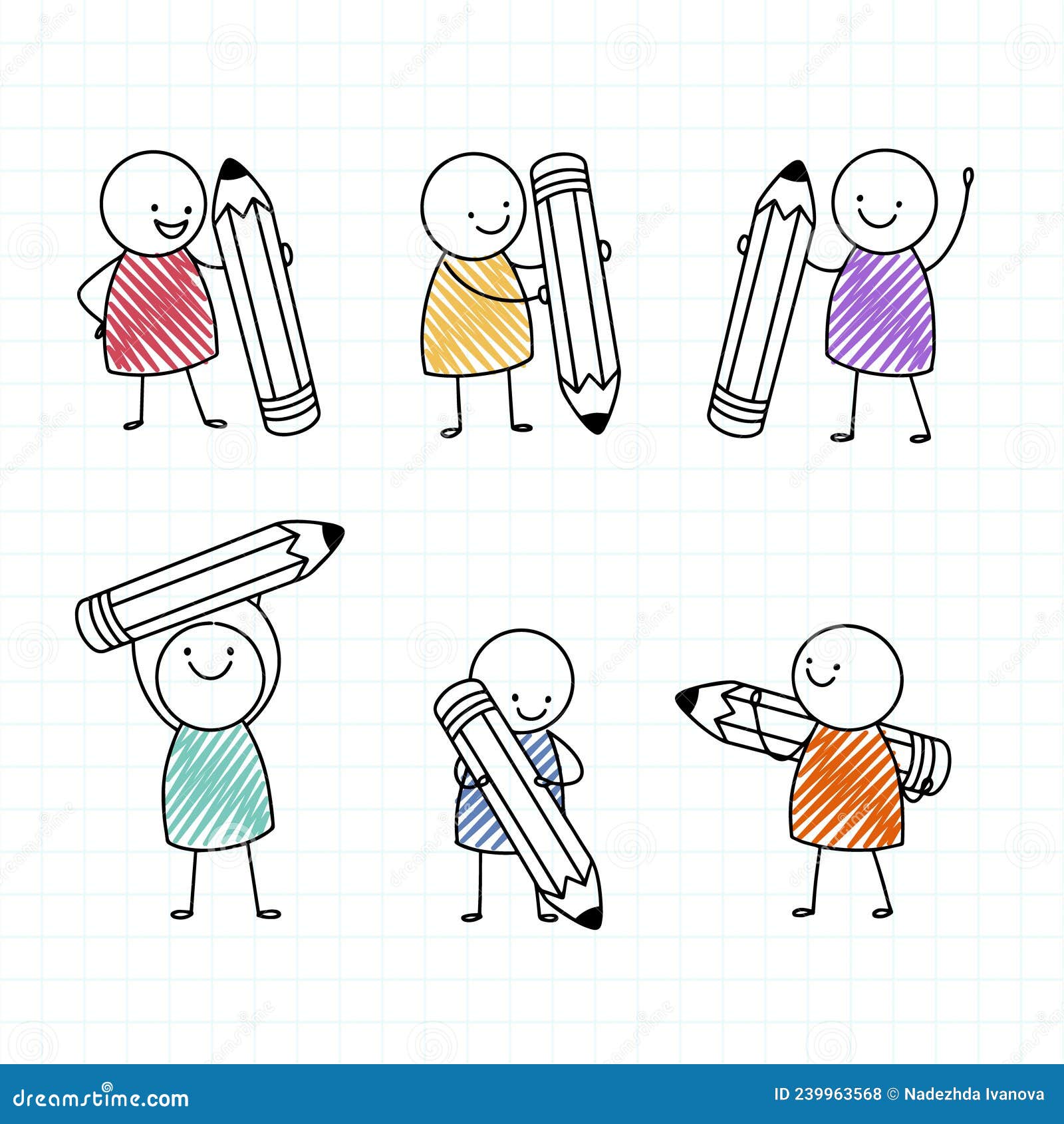 Hand Drawn Stickman Set Vector Illustration. Stock Vector ...