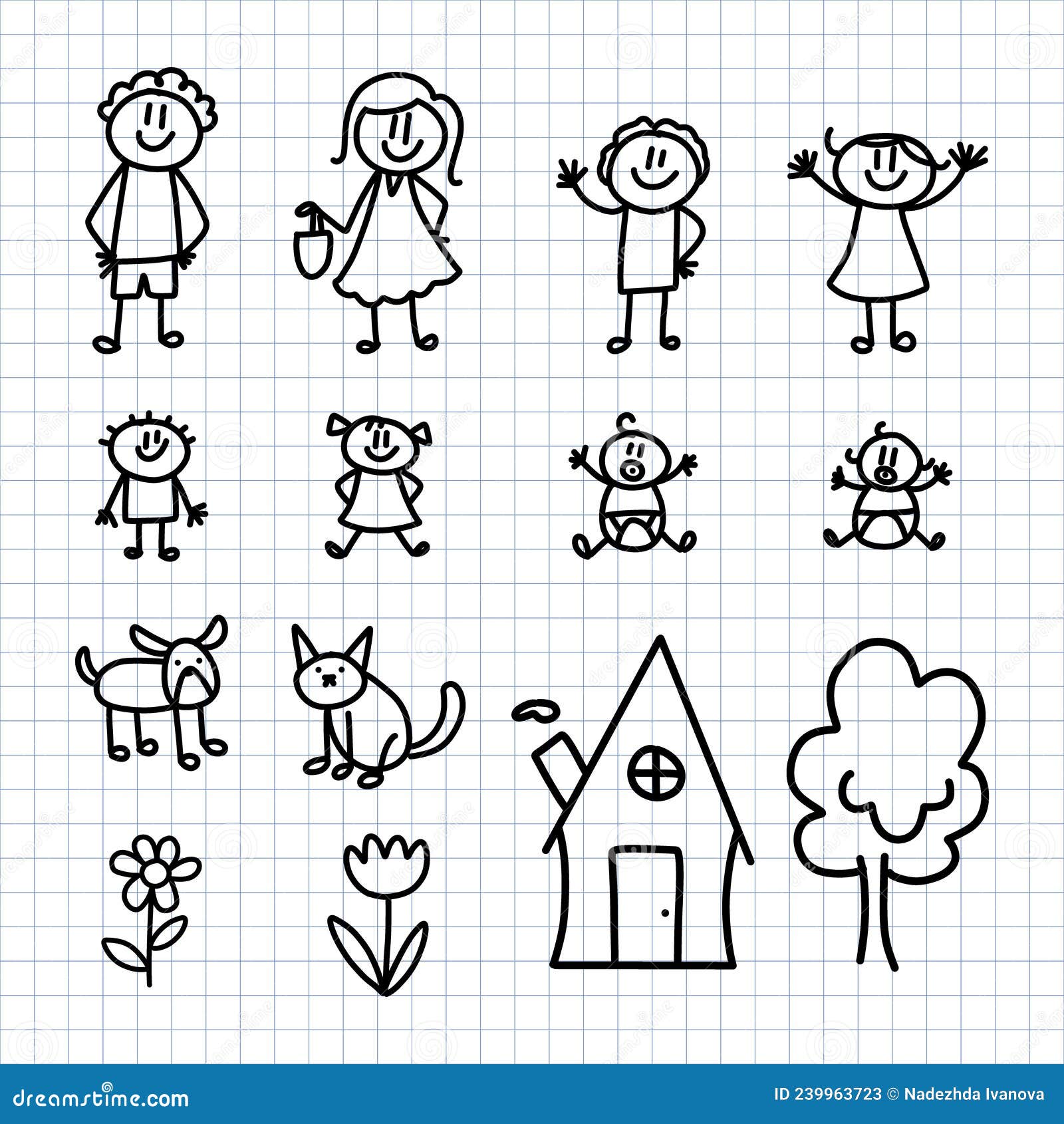 Hand Drawn Stickman Set Vector Illustration. Stock Vector ...