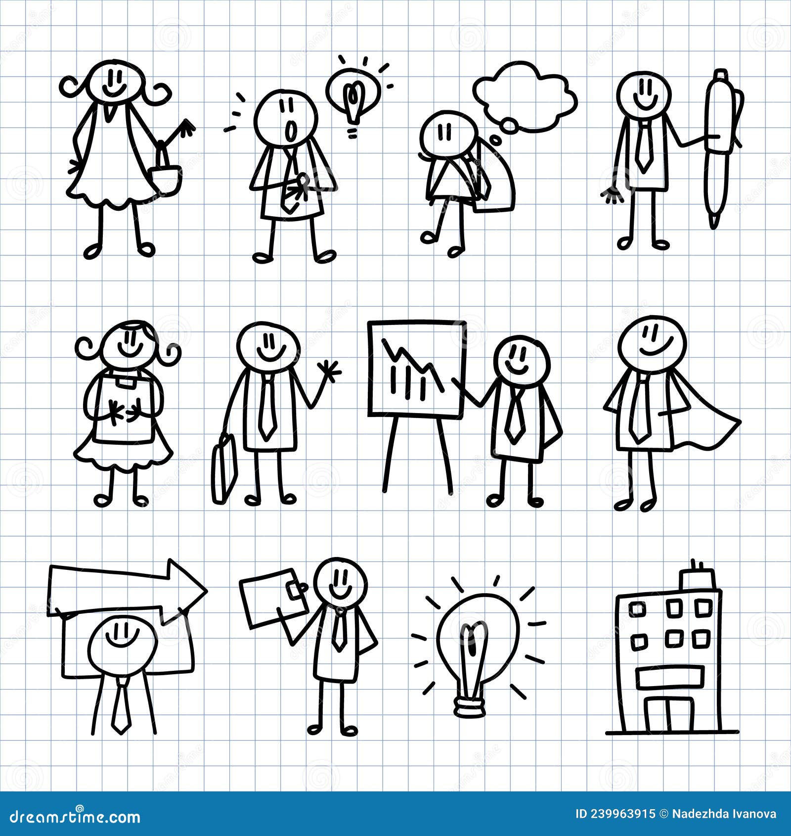 Hand Drawn Stickman Set Vector Illustration. Stock Vector ...