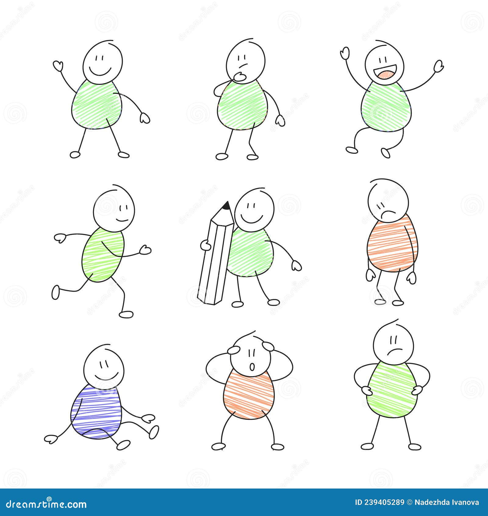 Hand Drawn Stickman Set Vector Illustration. Stock Vector ...