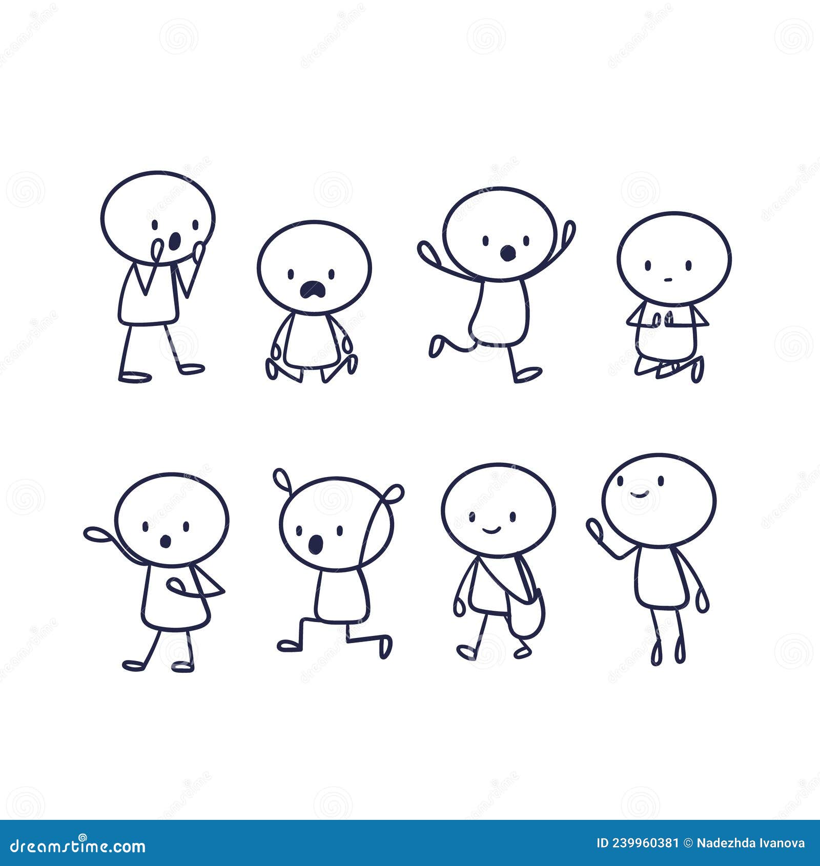 Hand Drawn Stickman Set Vector Illustration. Stock Vector ...