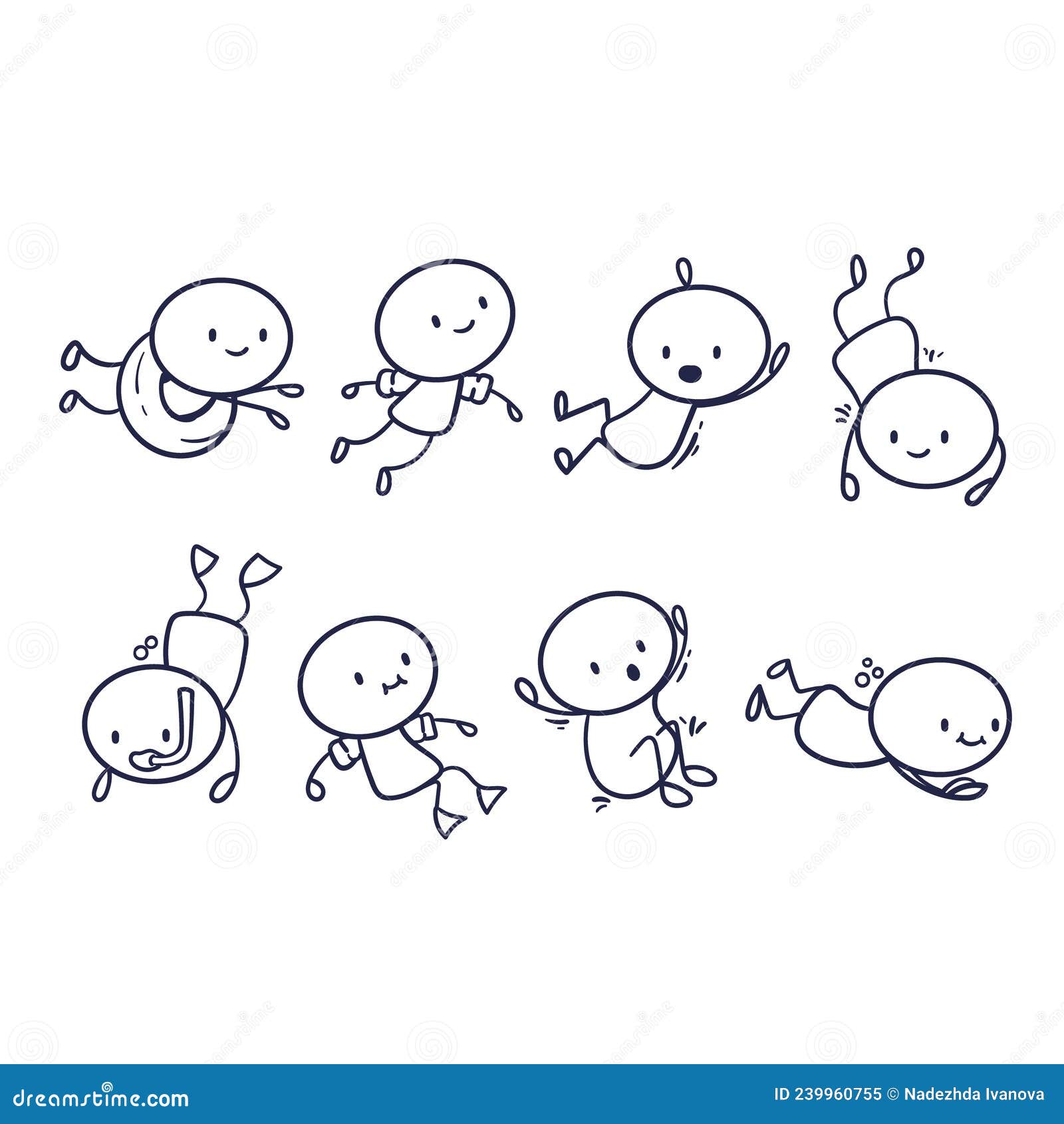 Hand Drawn Stickman Set Vector Illustration. Stock Vector ...