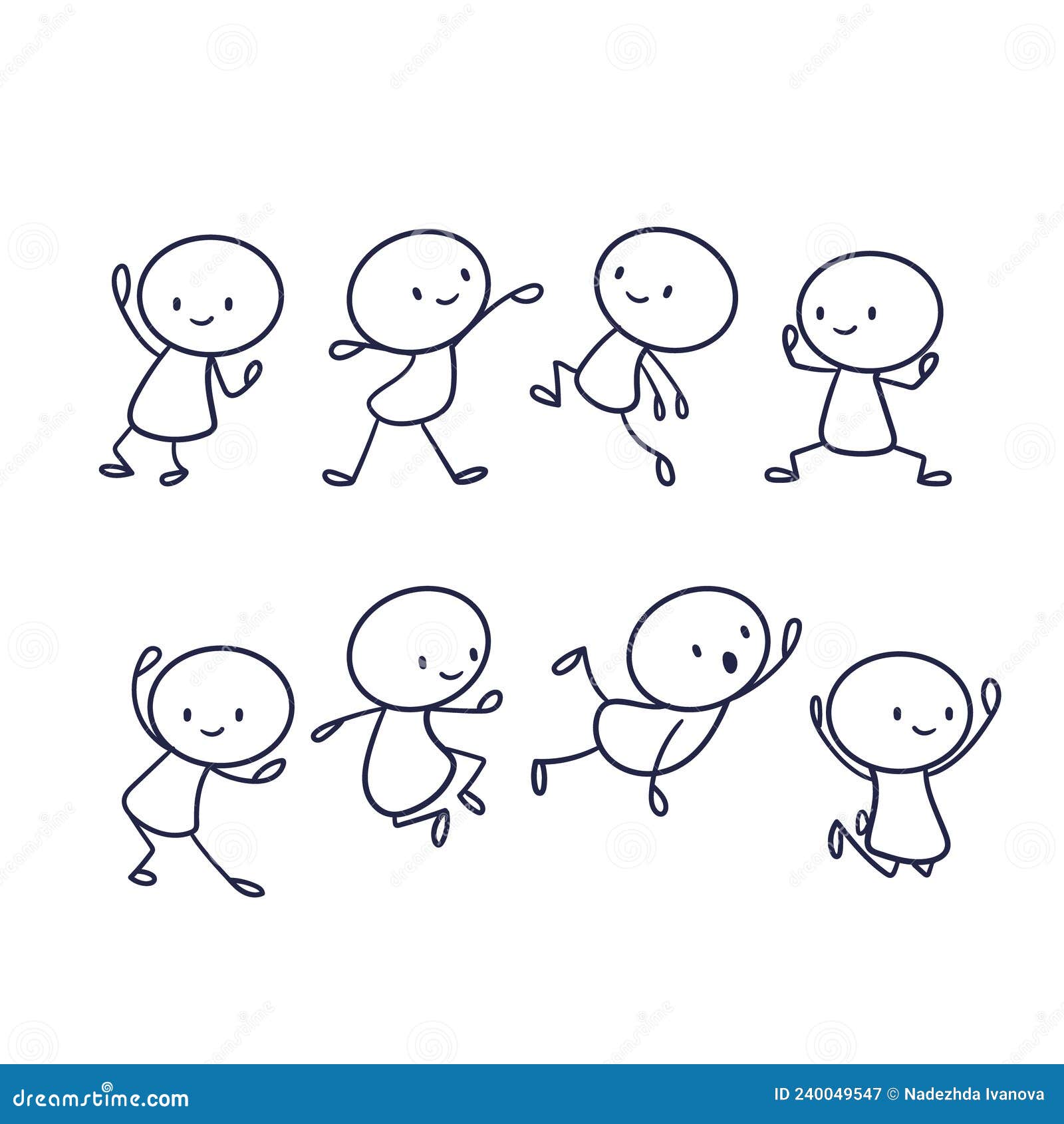 Hand Drawn Stickman Set Vector Illustration. Stock Vector ...