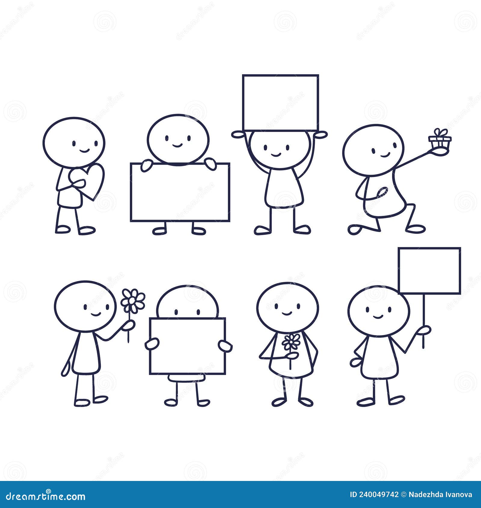 Hand Drawn Stickman Set Vector Illustration. Stock Vector ...