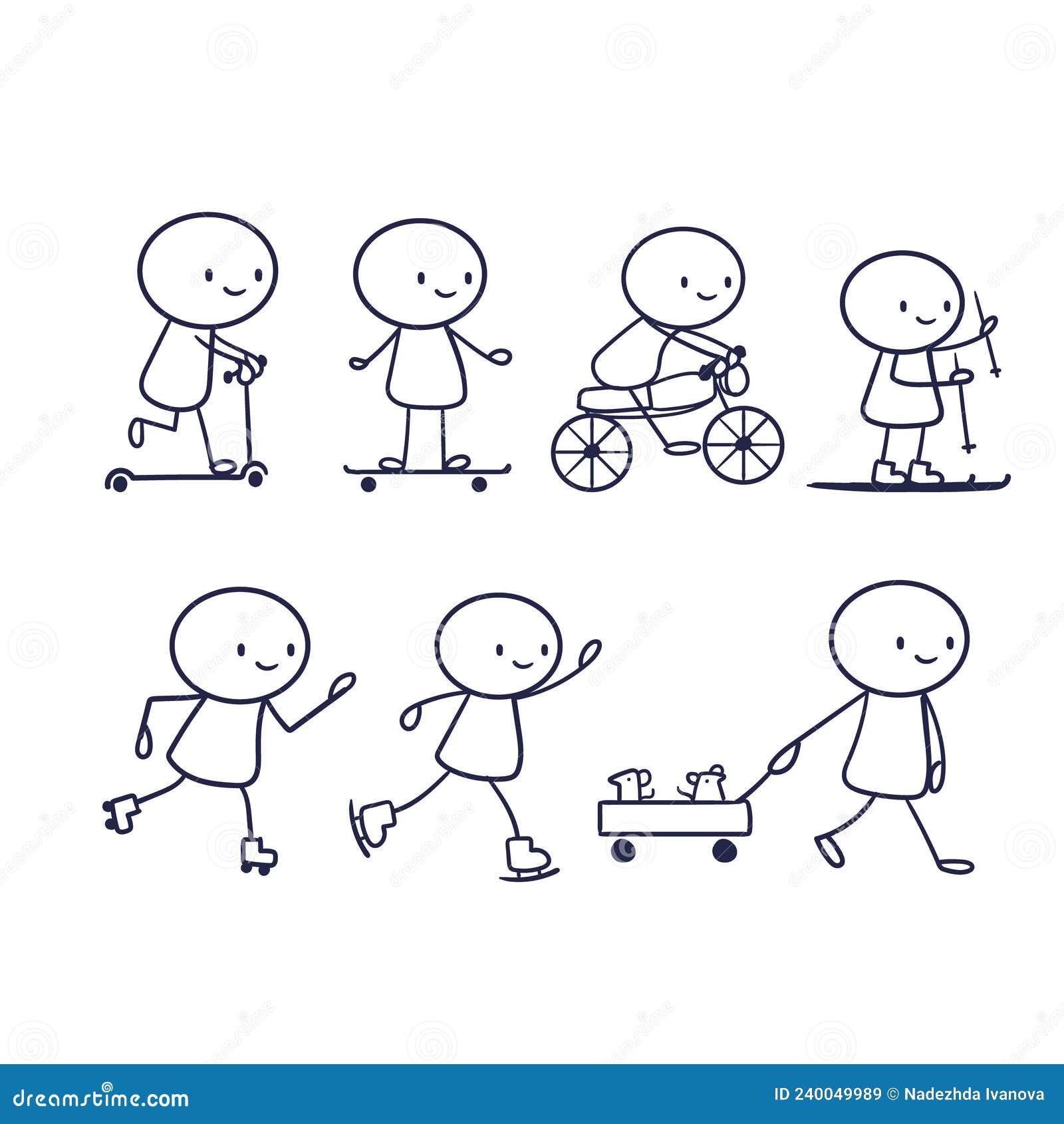 Hand Drawn Stickman Set Vector Illustration. Stock Vector ...