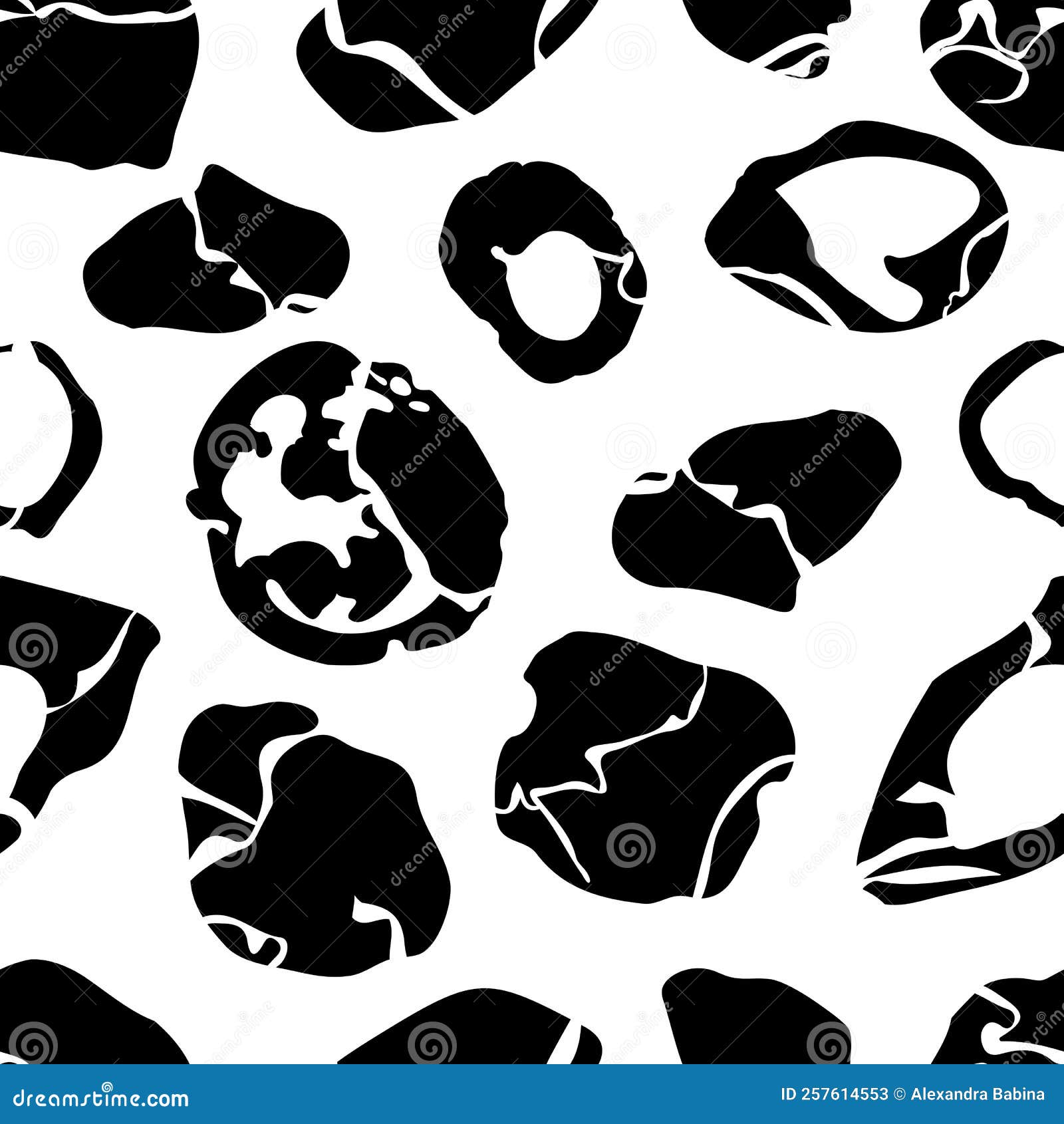 Hand Drawn Stone Pattern in Black and White. Stock Vector ...