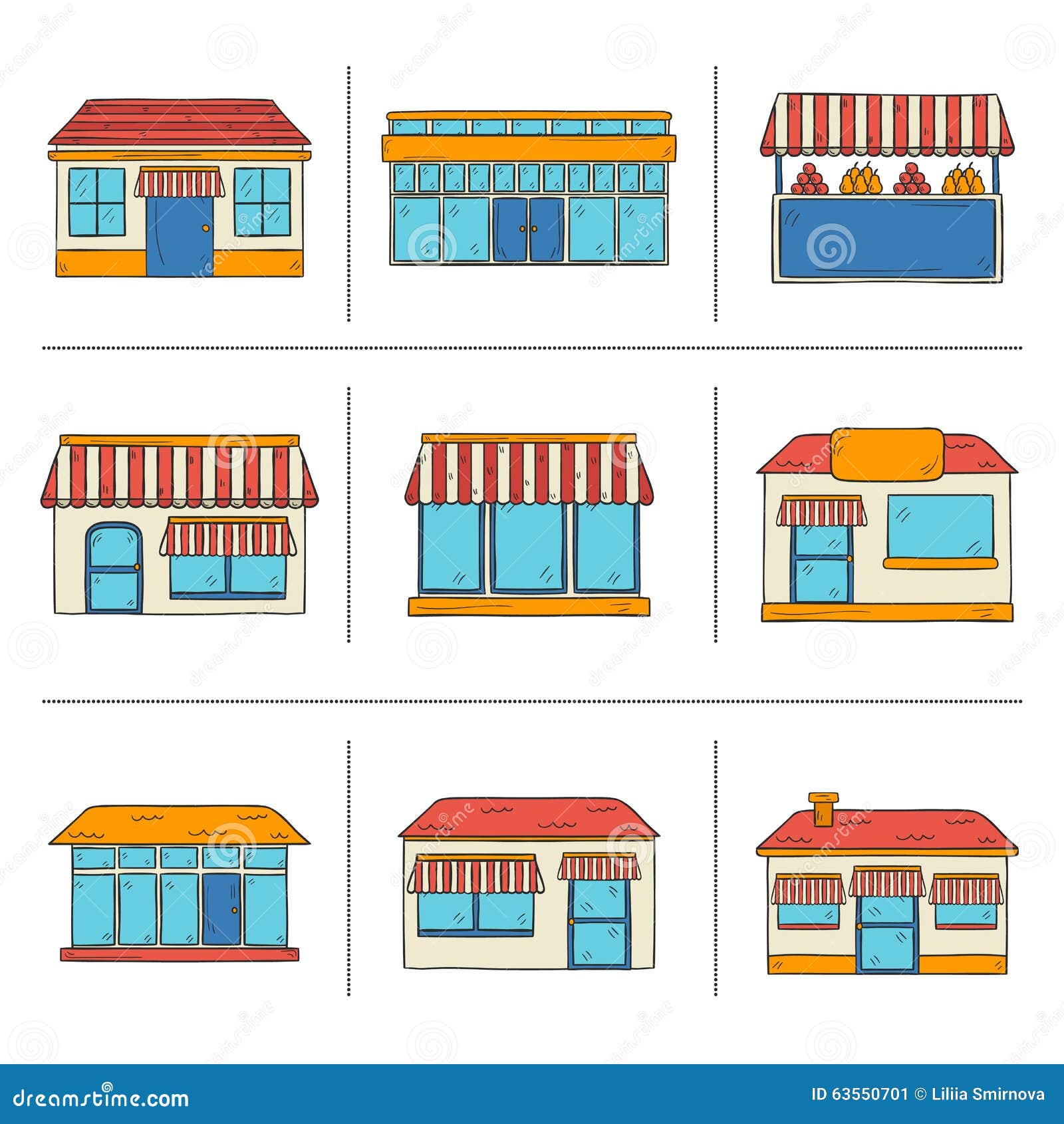 Hand drawn store icons stock vector. Illustration of finance - 63550701