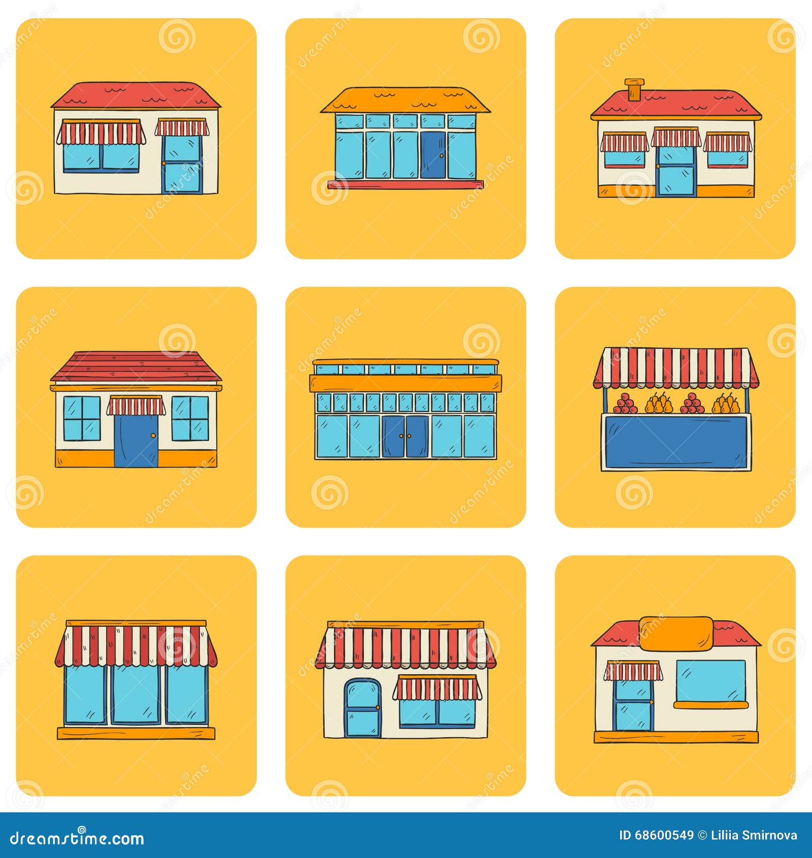 Hand drawn store icons stock vector. Illustration of icon - 68600549