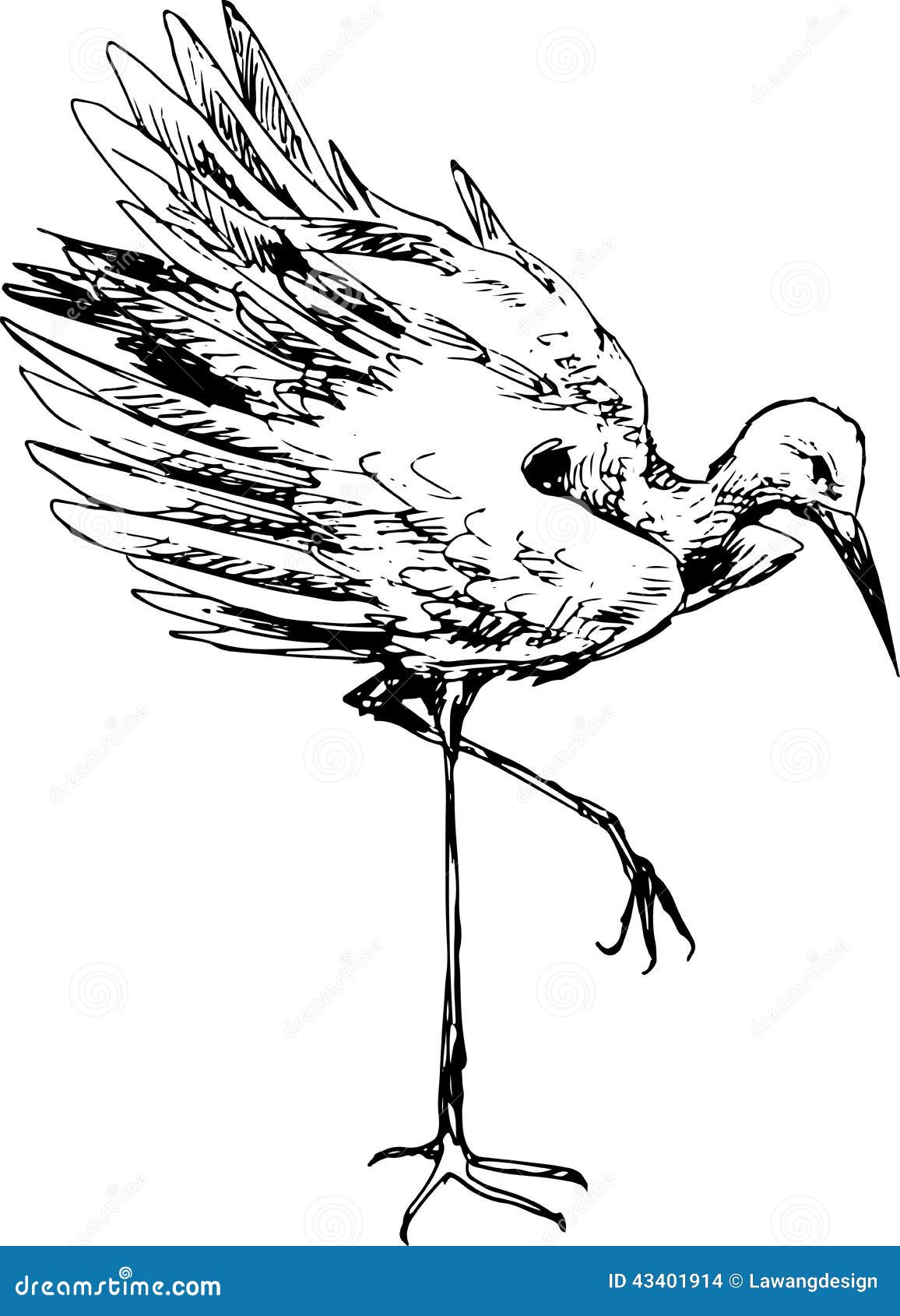 Hand drawn stork stock vector. Illustration of smile - 43401914