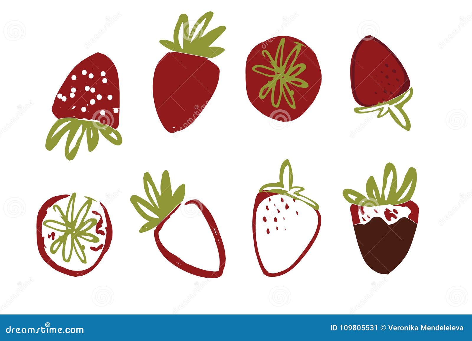Hand Drawn Strawberries Elements for You Stock Vector - Illustration of ...