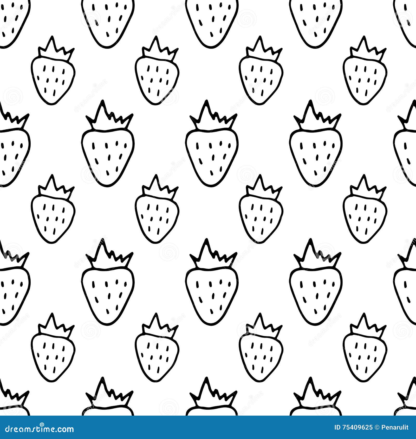 Hand Drawn Strawberries Seamless Pattern Stock Vector - Illustration of ...