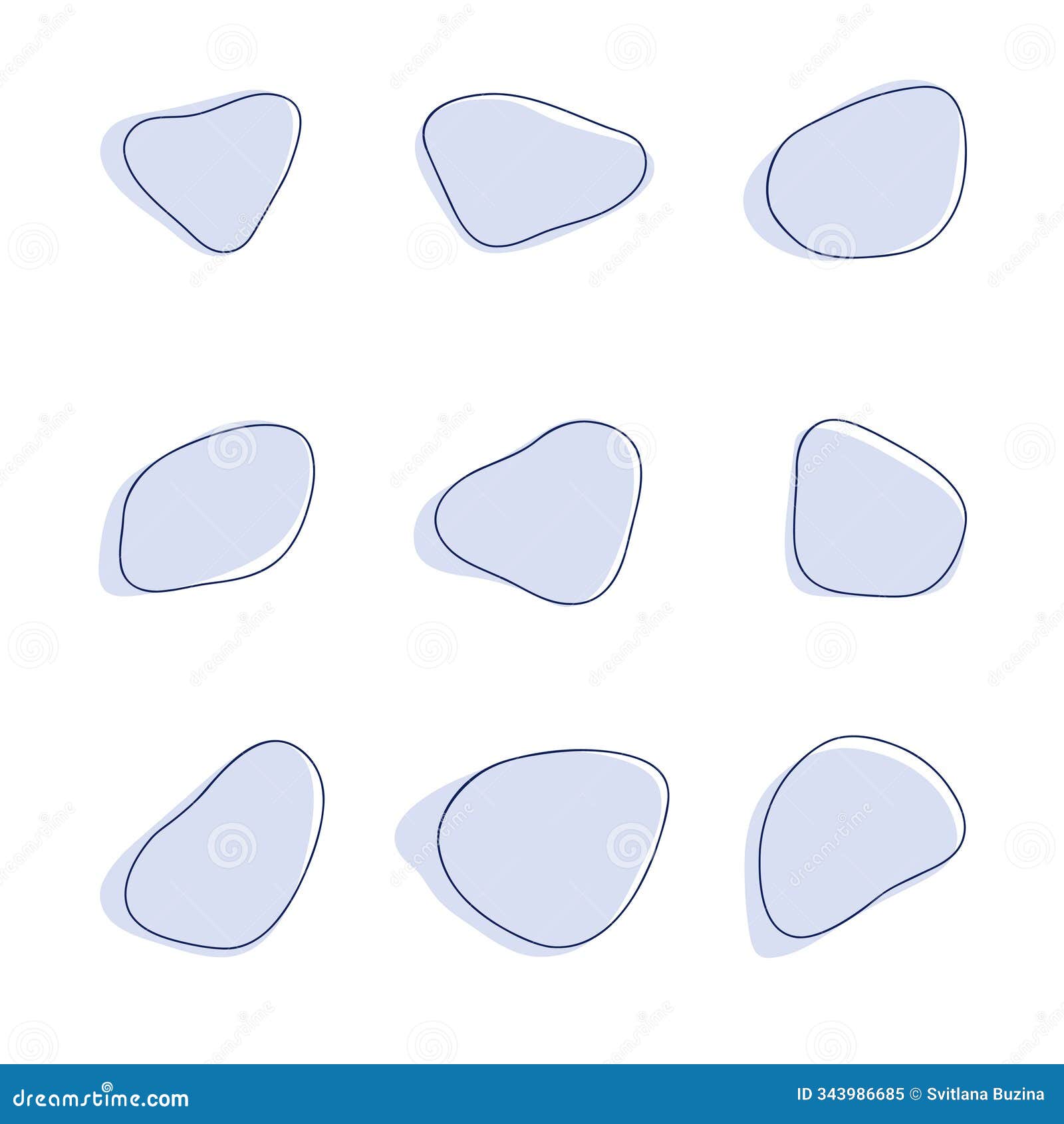 Hand-drawn Streamlined Organic Free-form Empty Spots With Contour ...