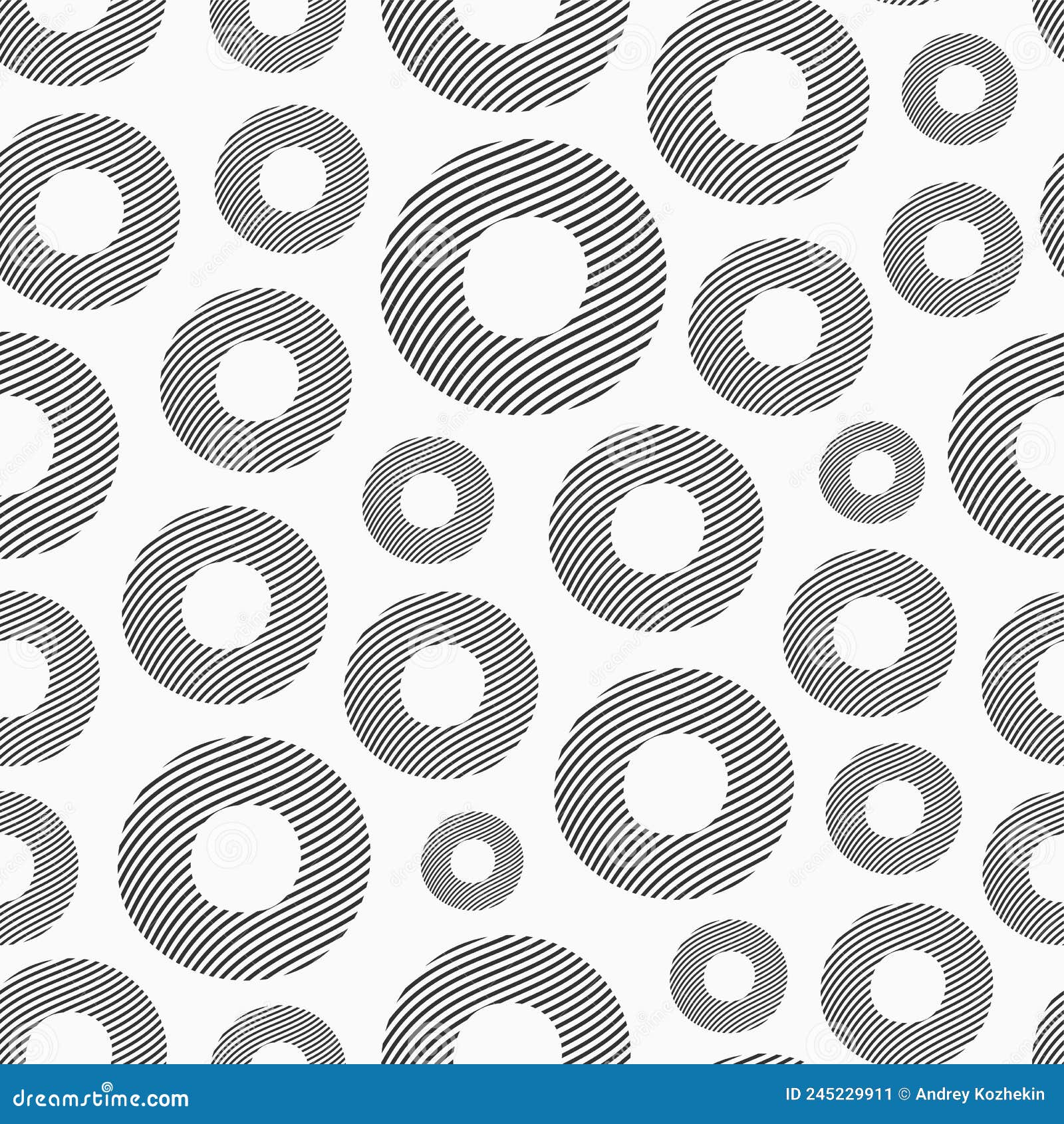 Hand Drawn Striped Circles Seamless Vector Pattern. Repeating Circles ...