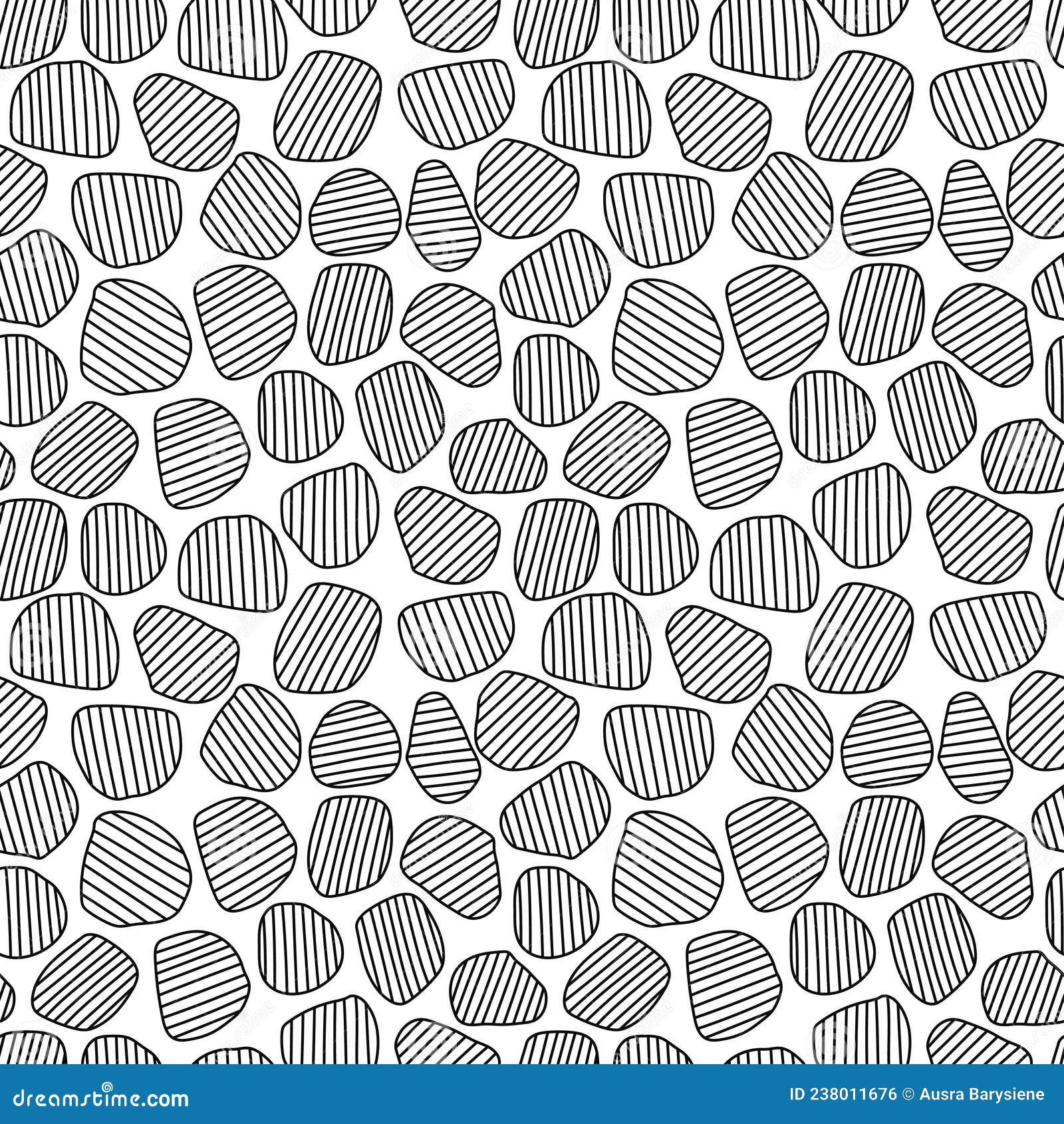 Hand Drawn Striped Spots Seamless Pattern, Black and White Texture ...