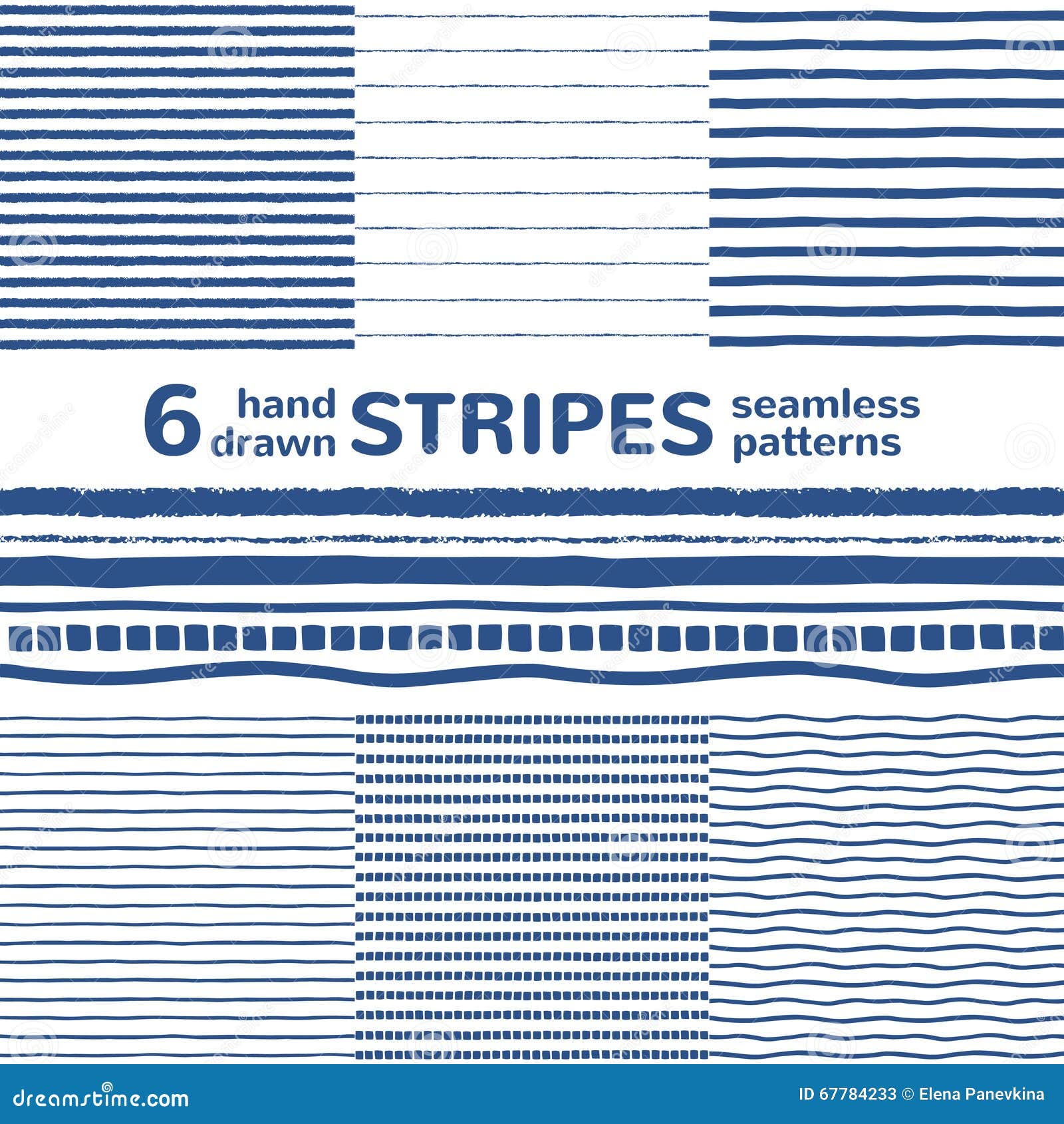 Hand Drawn Stripes Vector Seamless Pattern Set or Collection Stock ...