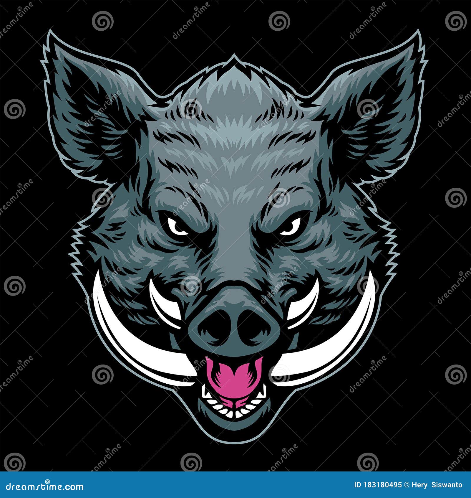 Angry Wild Boar Head Front View Continuous Line Drawing Vector ...