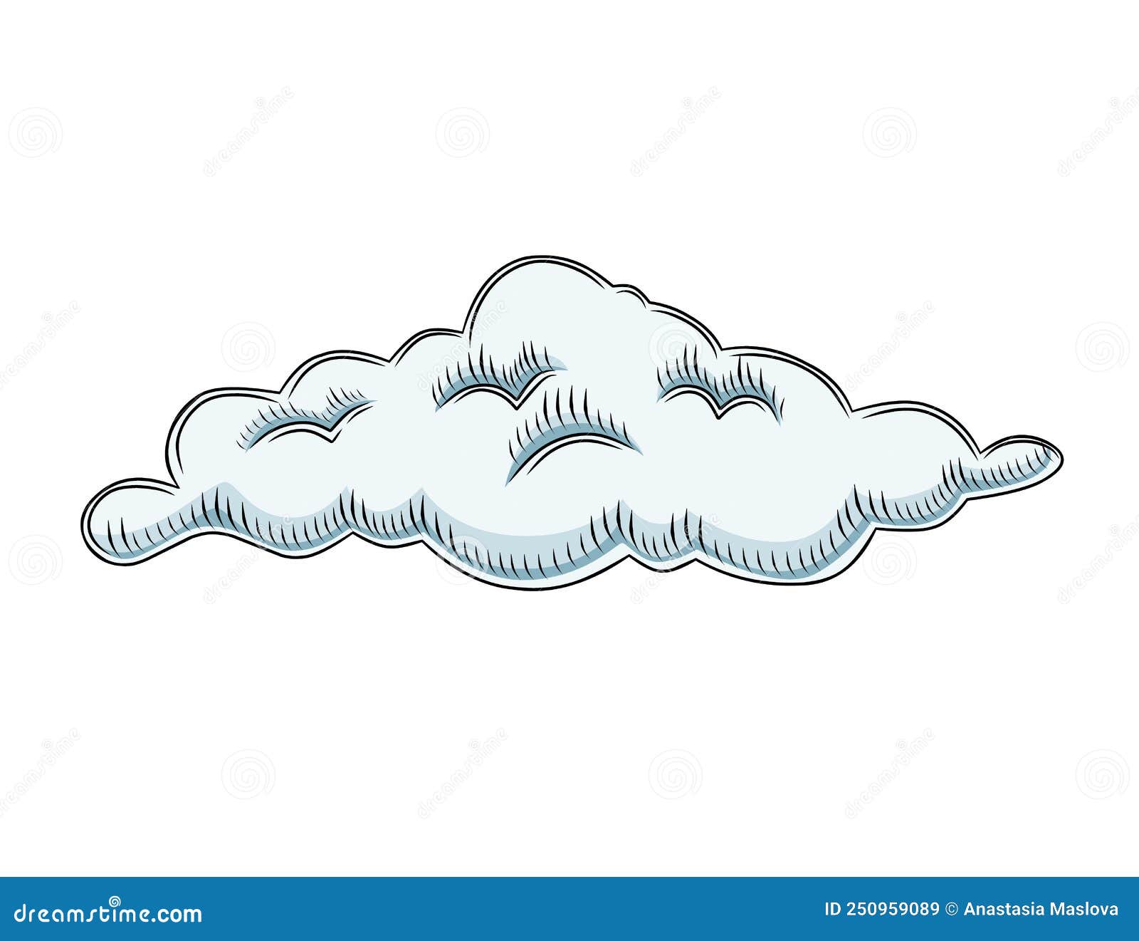 Hand Drawn Style Simple Gray Cloud Vector Illustration Sketch Design on ...