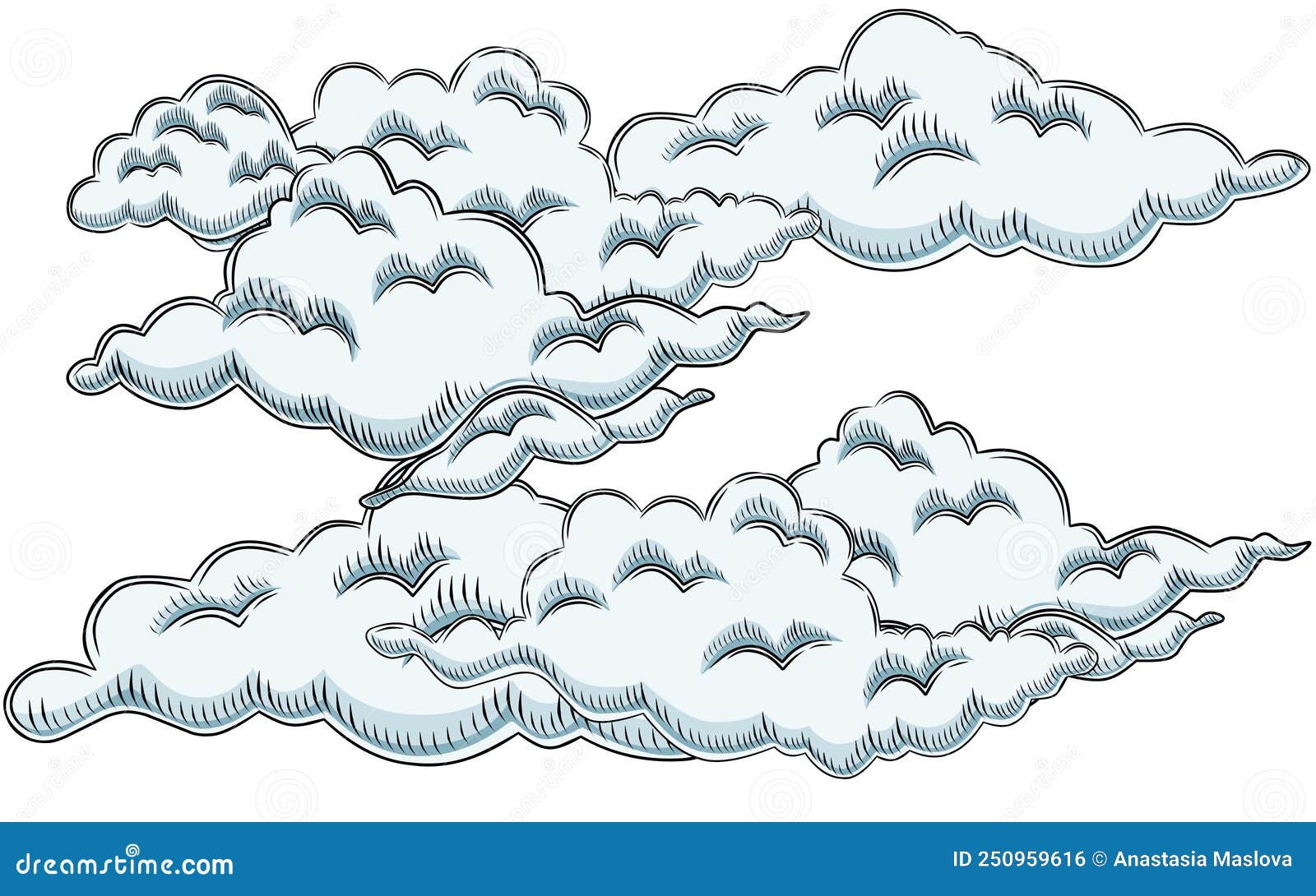 Hand Drawn Style Simple Gray Cloud Vector Illustration Sketch Design on ...