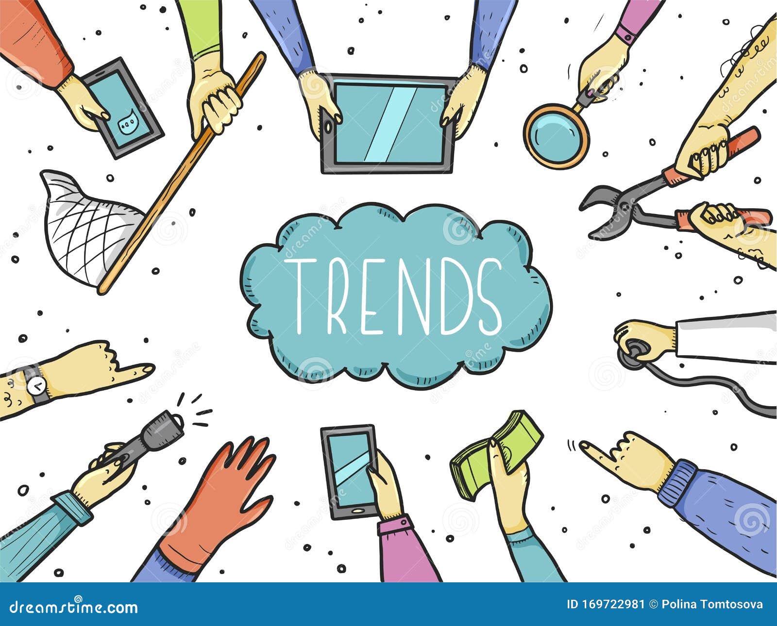 Hand Drawn Style of Trend Concept. Vector Illustration Stock Vector ...