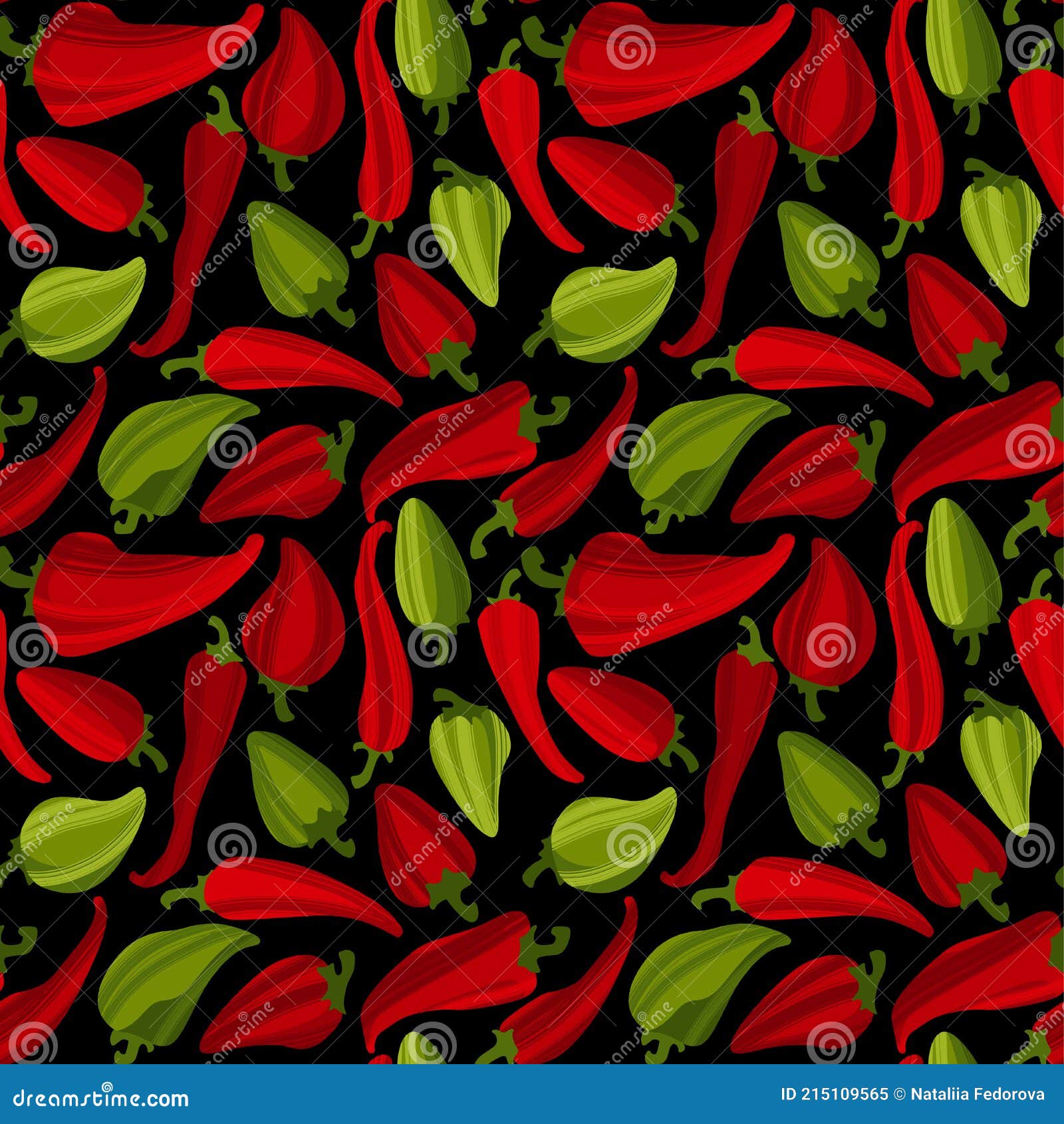 Different Peppers Pattern, Seamless Stock Vector - Illustration of ...