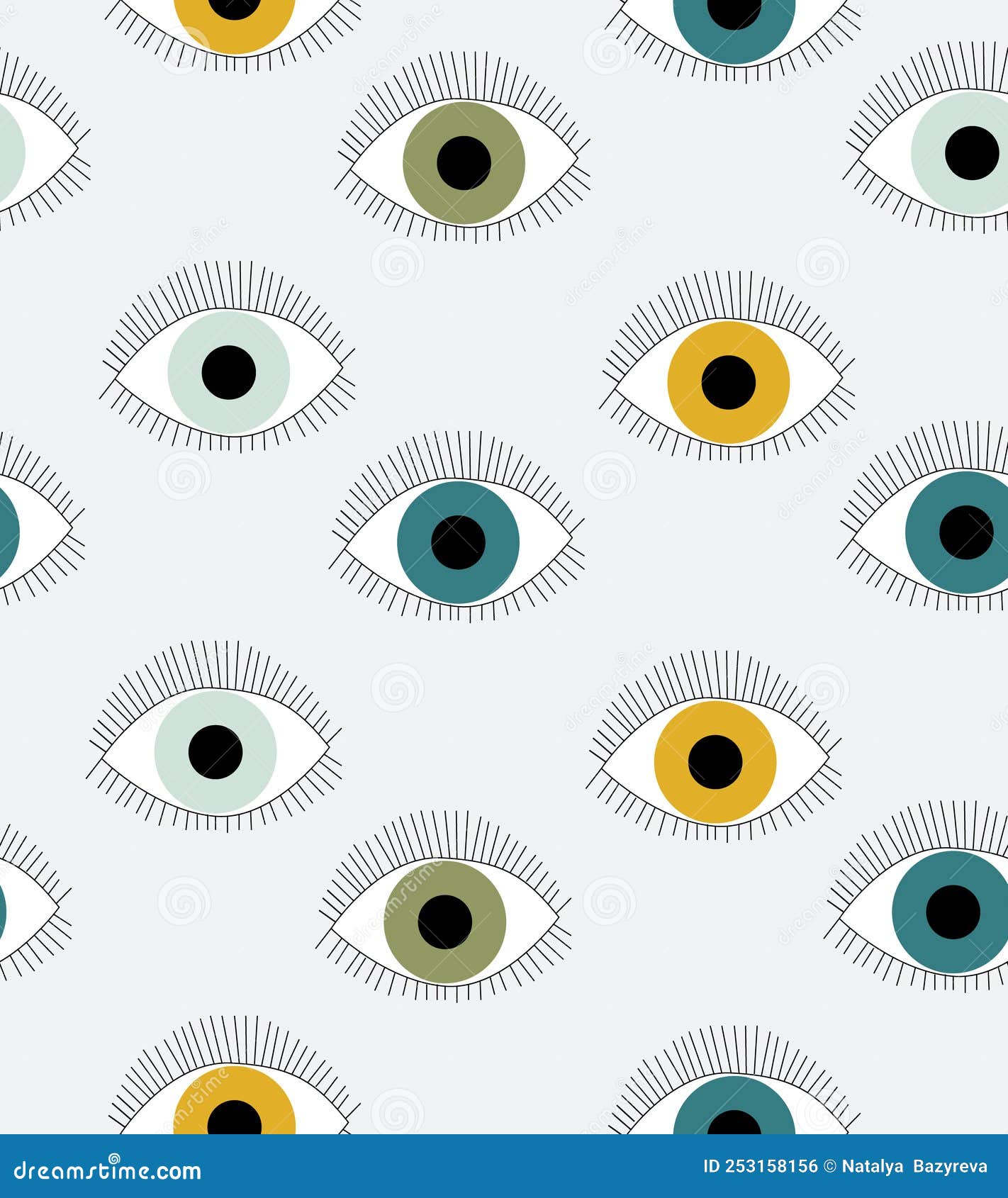 Hand Drawn Stylized Eyes, Seamless Texture Stock Photo | CartoonDealer ...